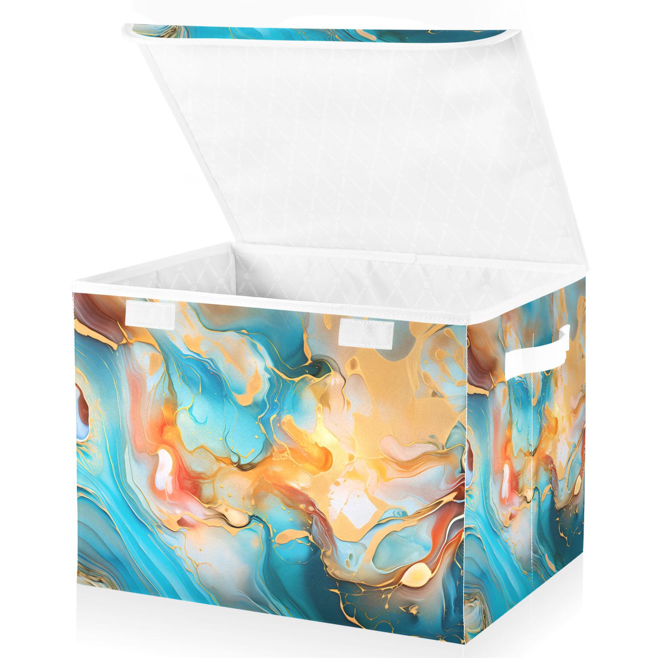 Large Lidded Foldable Storage Baskets Cubes Boxes Lids Bin for Home ...