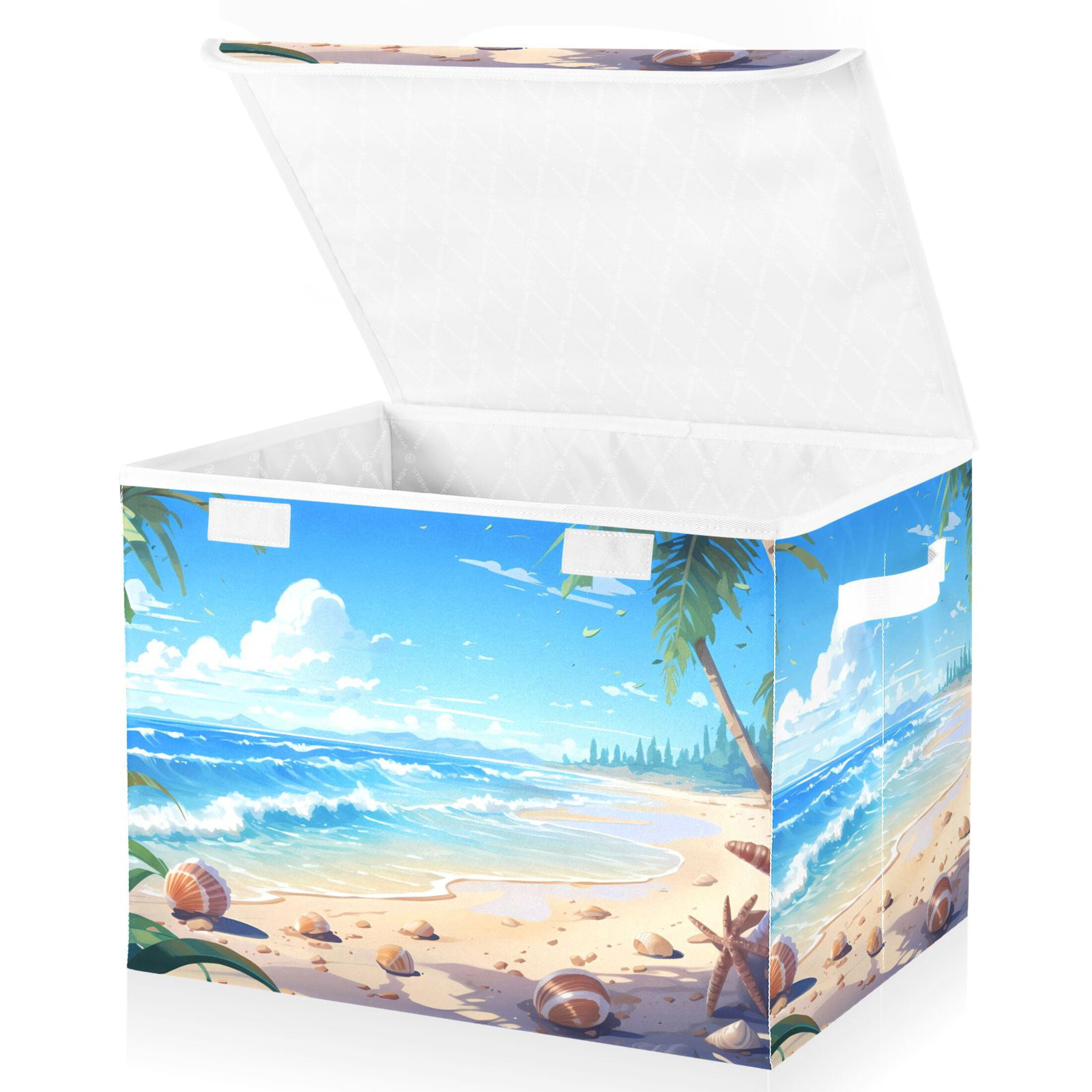 Large Lidded Foldable Storage Baskets Cubes Boxes Lids Bin for Home ...