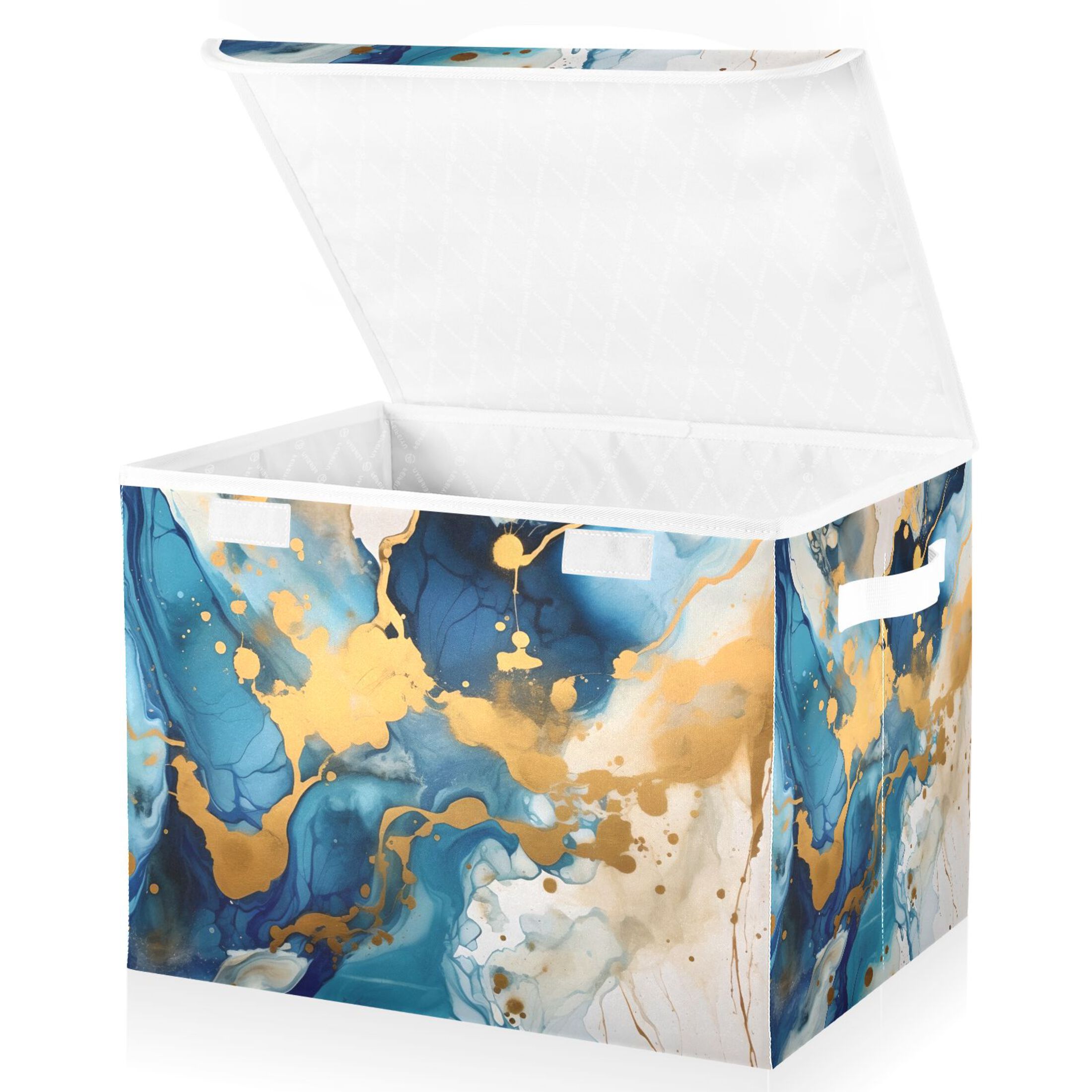 Large Lidded Foldable Storage Baskets Cubes Boxes Lids Bin for Home ...