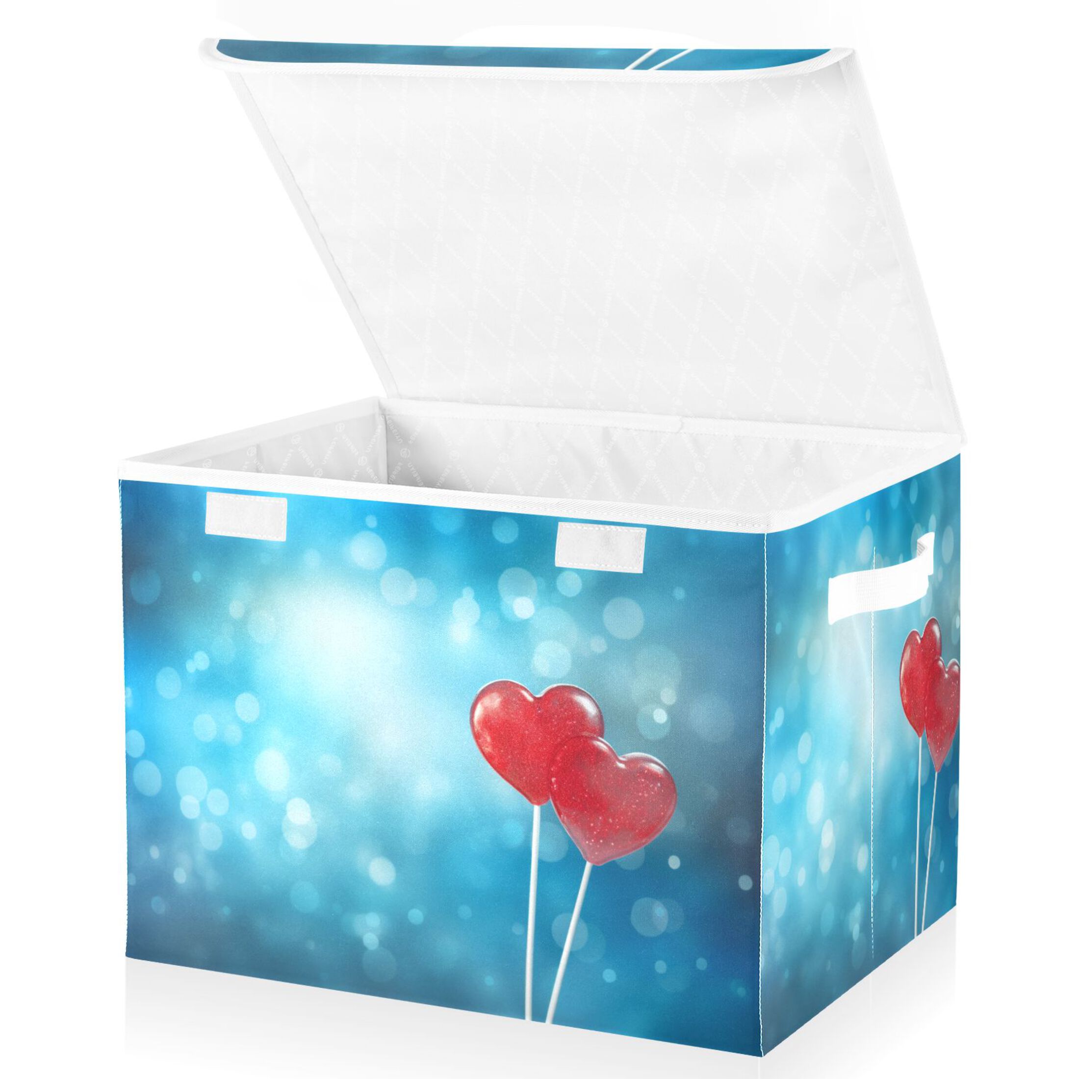 Large Lidded Foldable Storage Baskets Cubes Boxes Lids Bin for Home ...