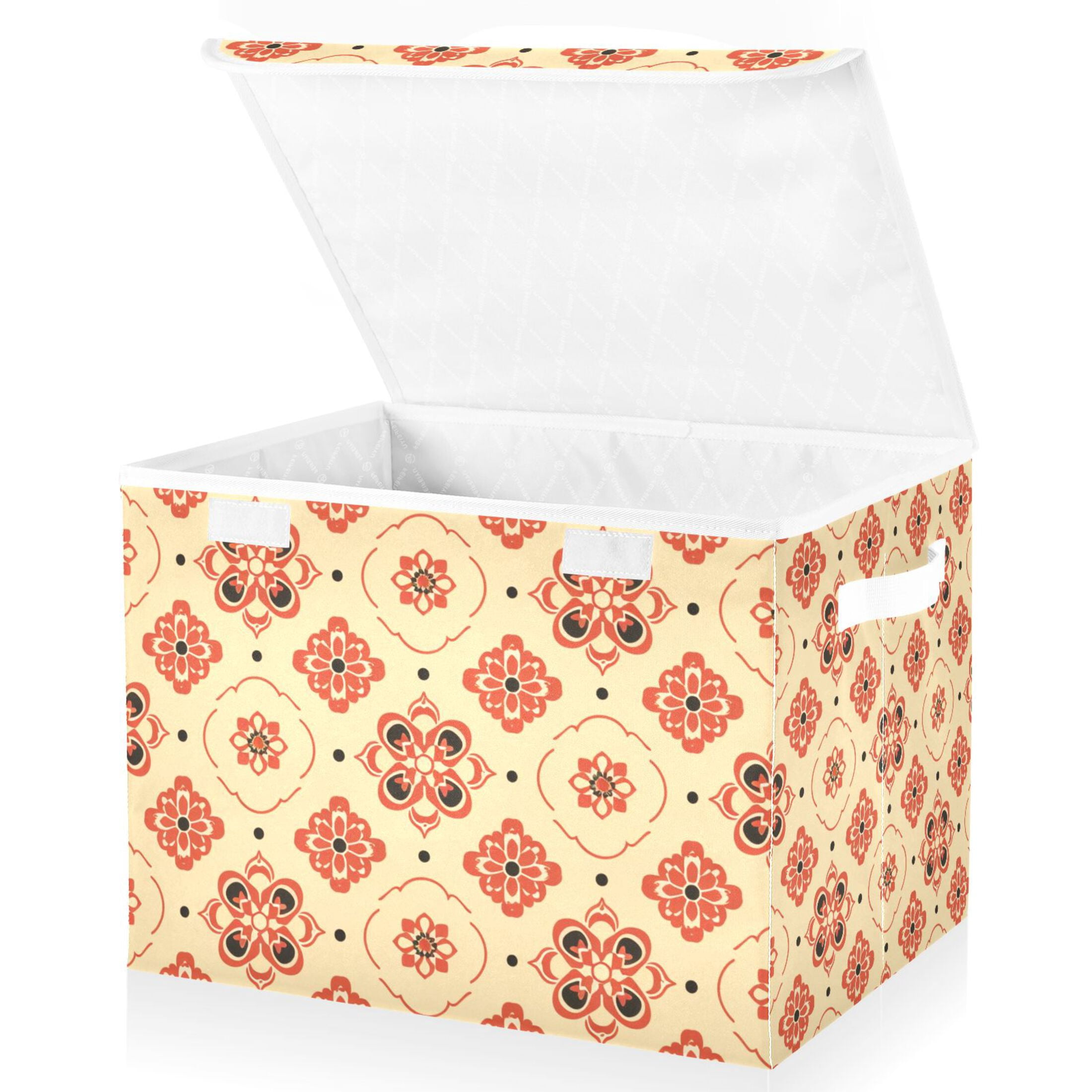 Large Lidded Foldable Storage Baskets Cubes Boxes Lids Bin for Home ...