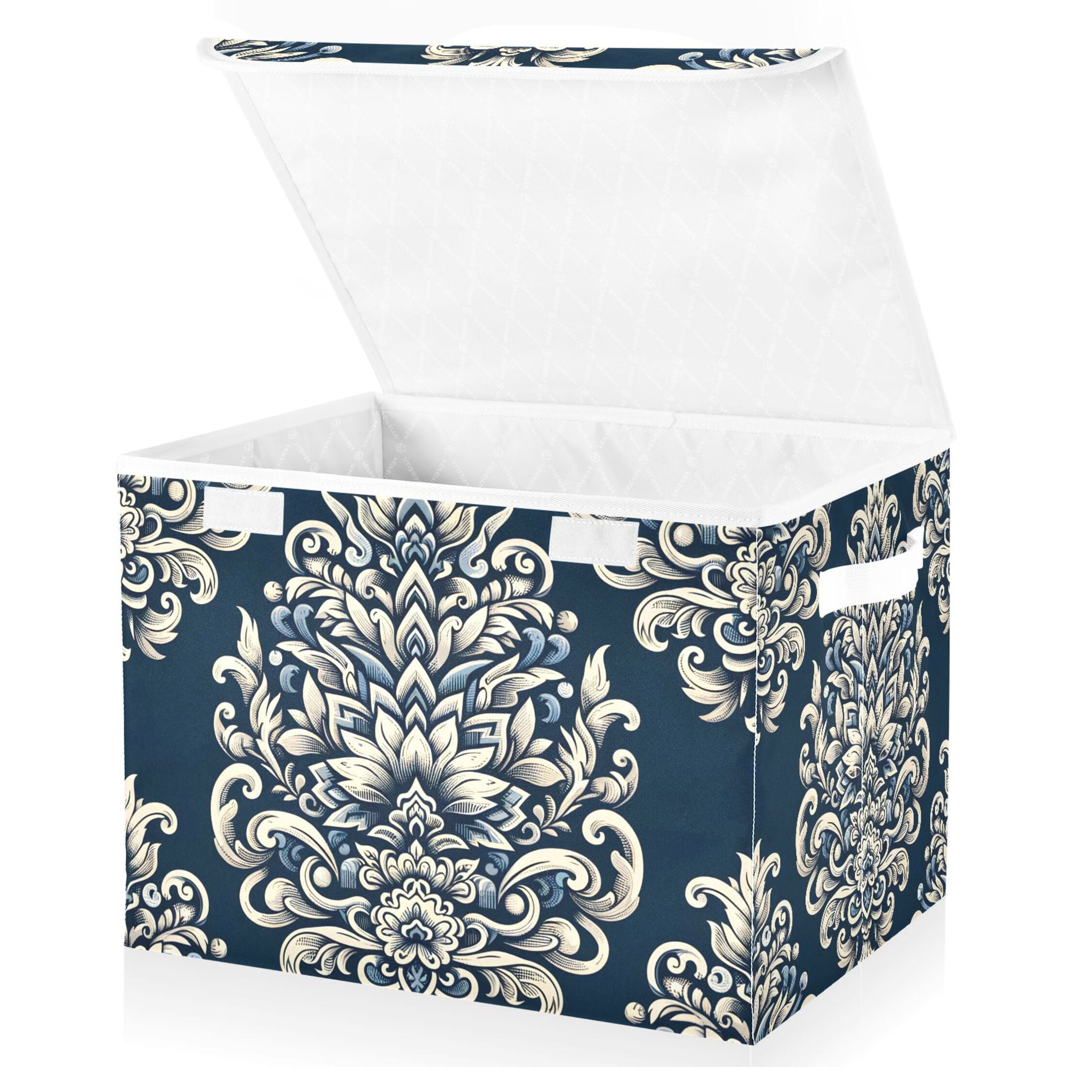 Large Lidded Foldable Storage Baskets Cubes Boxes Lids Bin for Home ...