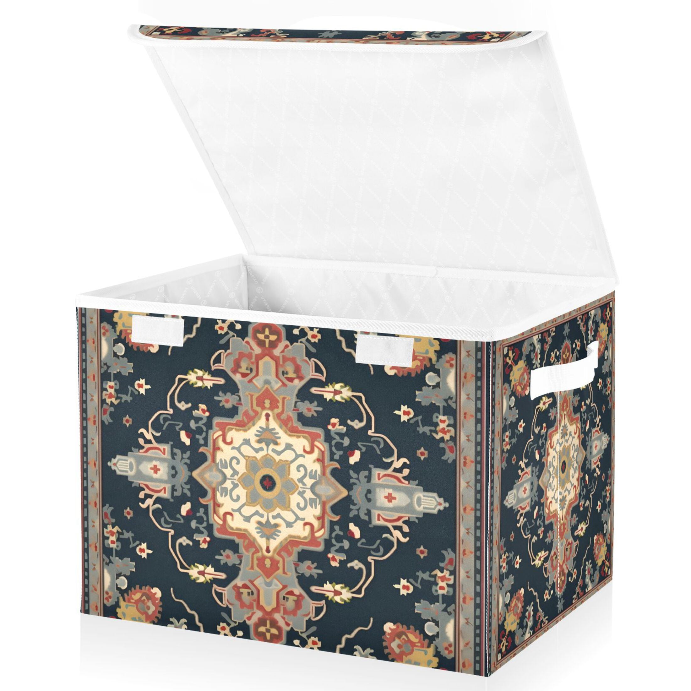 Large Lidded Foldable Storage Baskets Cubes Boxes Lids Bin for Home ...