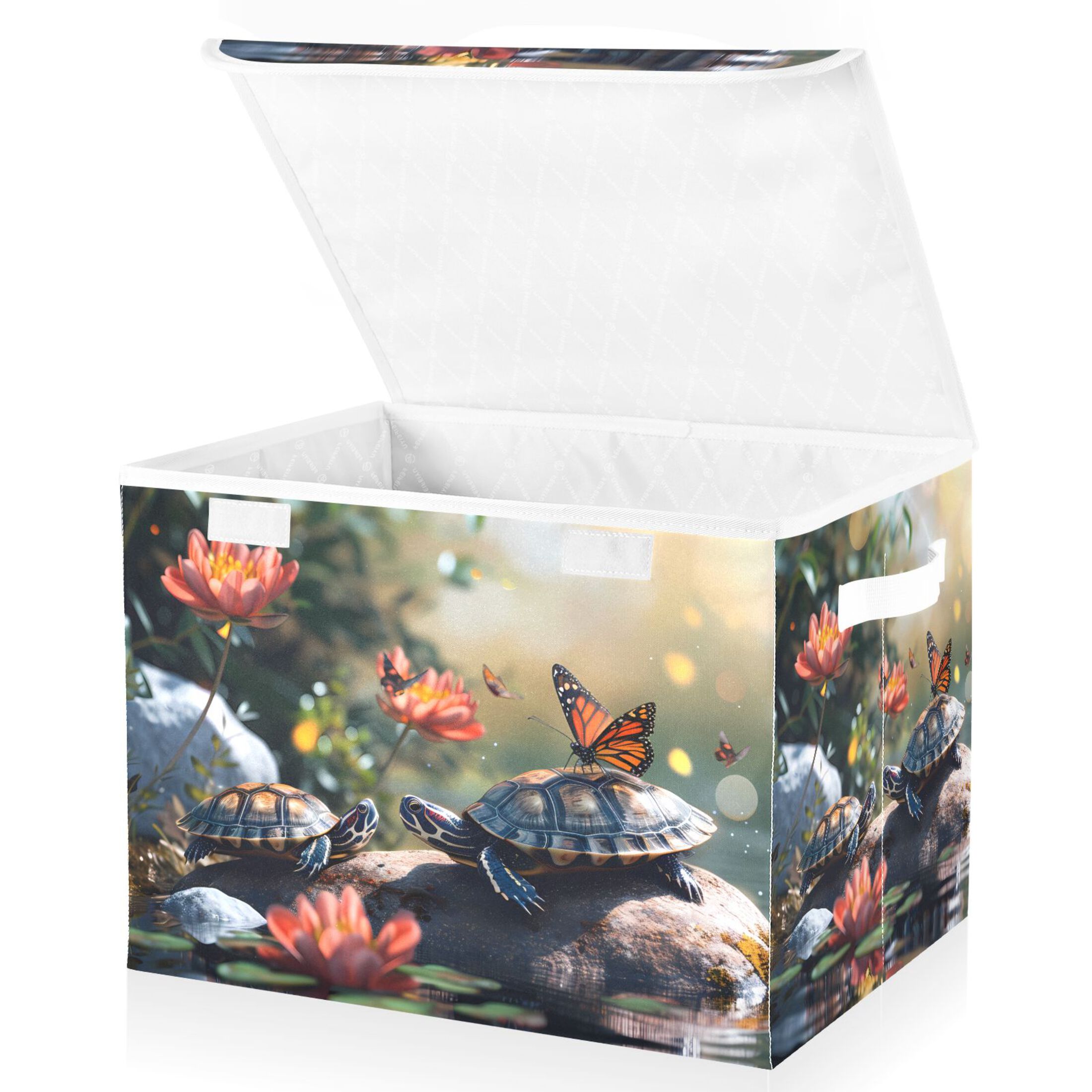 Large Lidded Foldable Storage Baskets Cubes Boxes Lids Bin for Home Bedroom Office Butterfly on ...