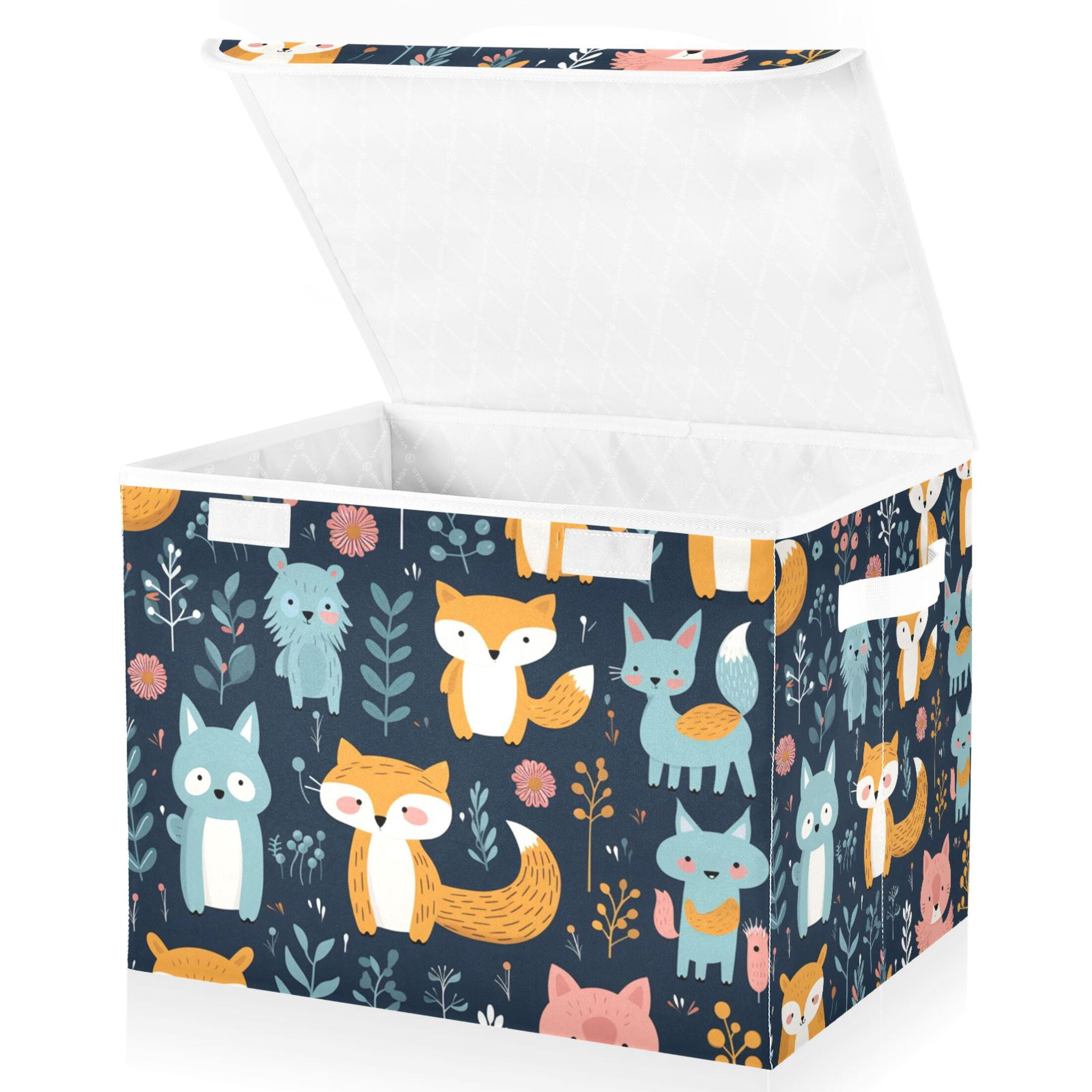 Large Lidded Foldable Storage Baskets Cubes Boxes Lids Bin for Home ...