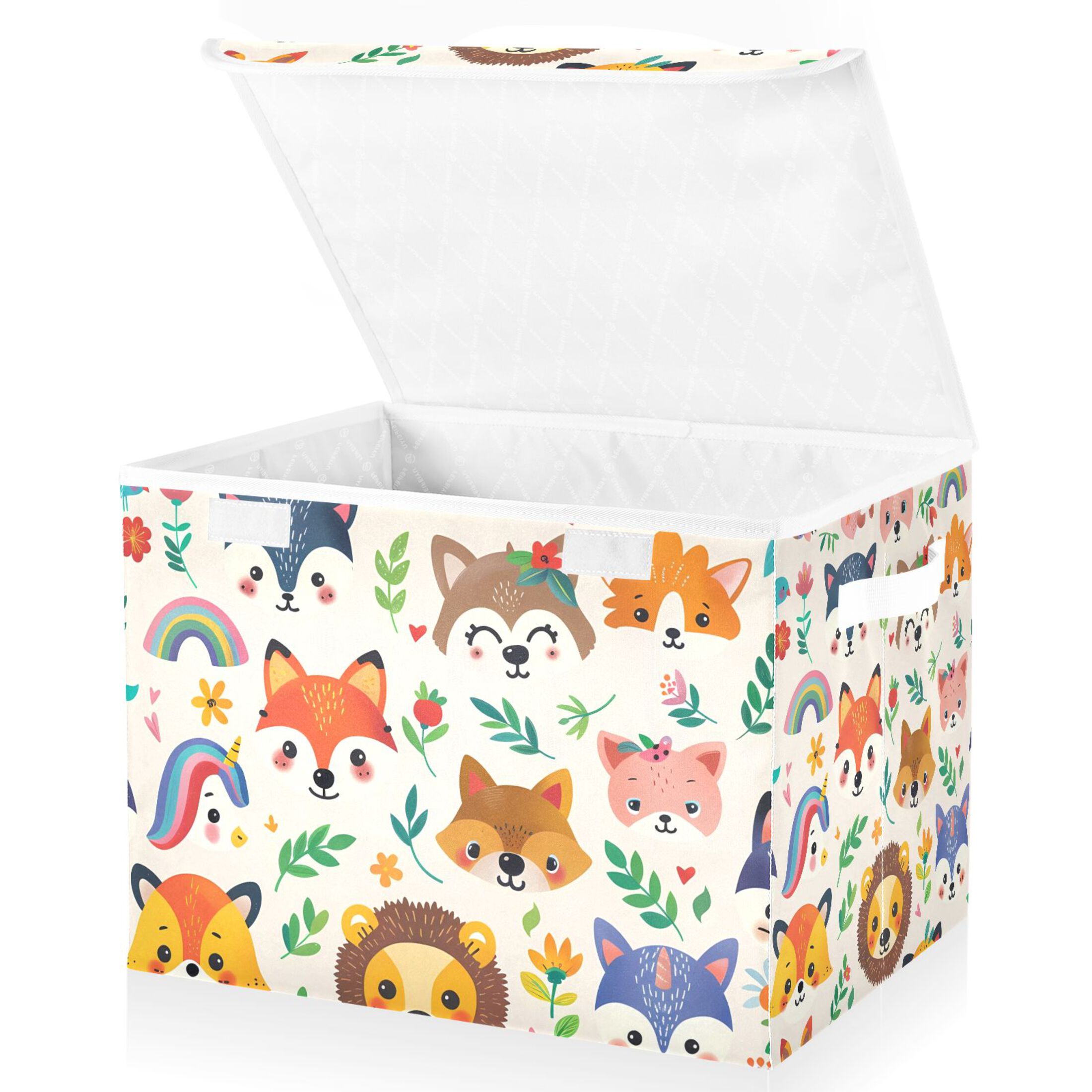 Large Lidded Foldable Storage Baskets Cubes Boxes Lids Bin for Home ...