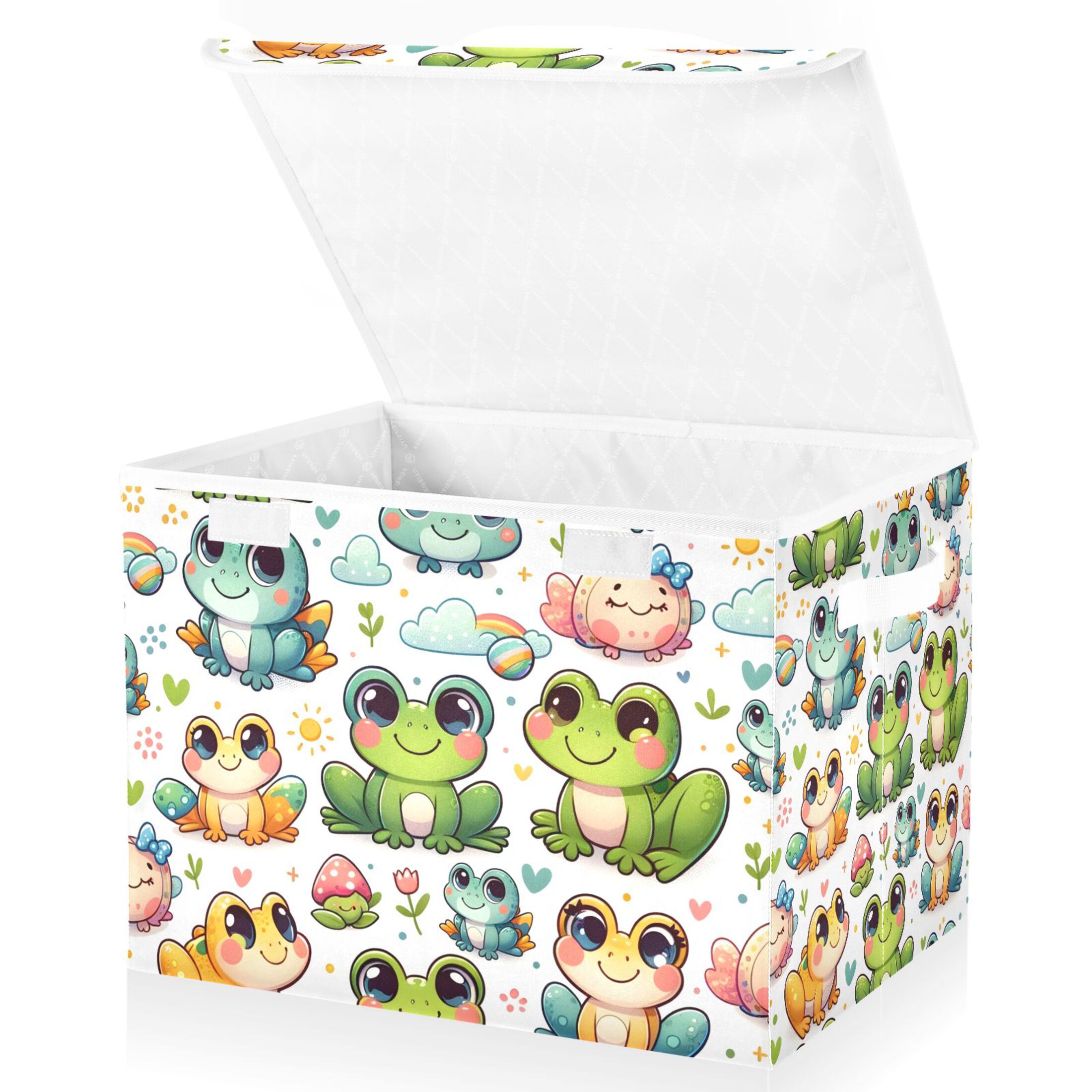 Large Lidded Foldable Storage Baskets Cubes Boxes Lids Bin for Home ...