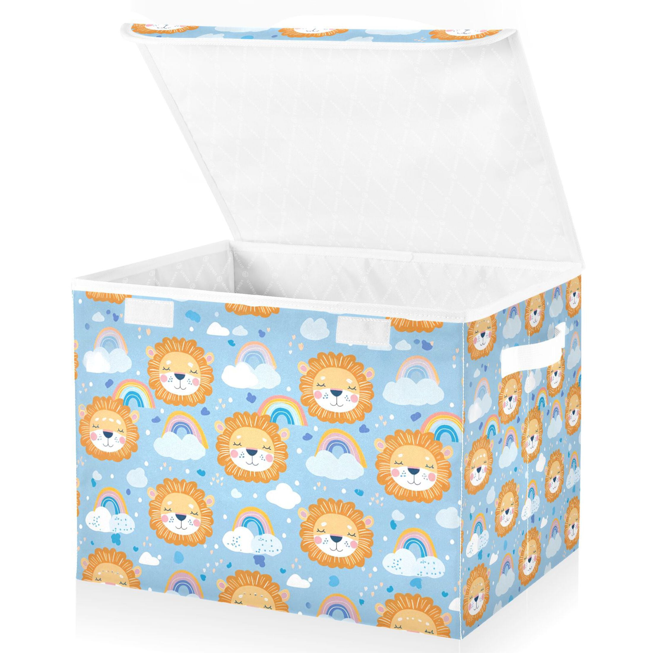 Large Lidded Foldable Storage Baskets Cubes Boxes Lids Bin for Home ...