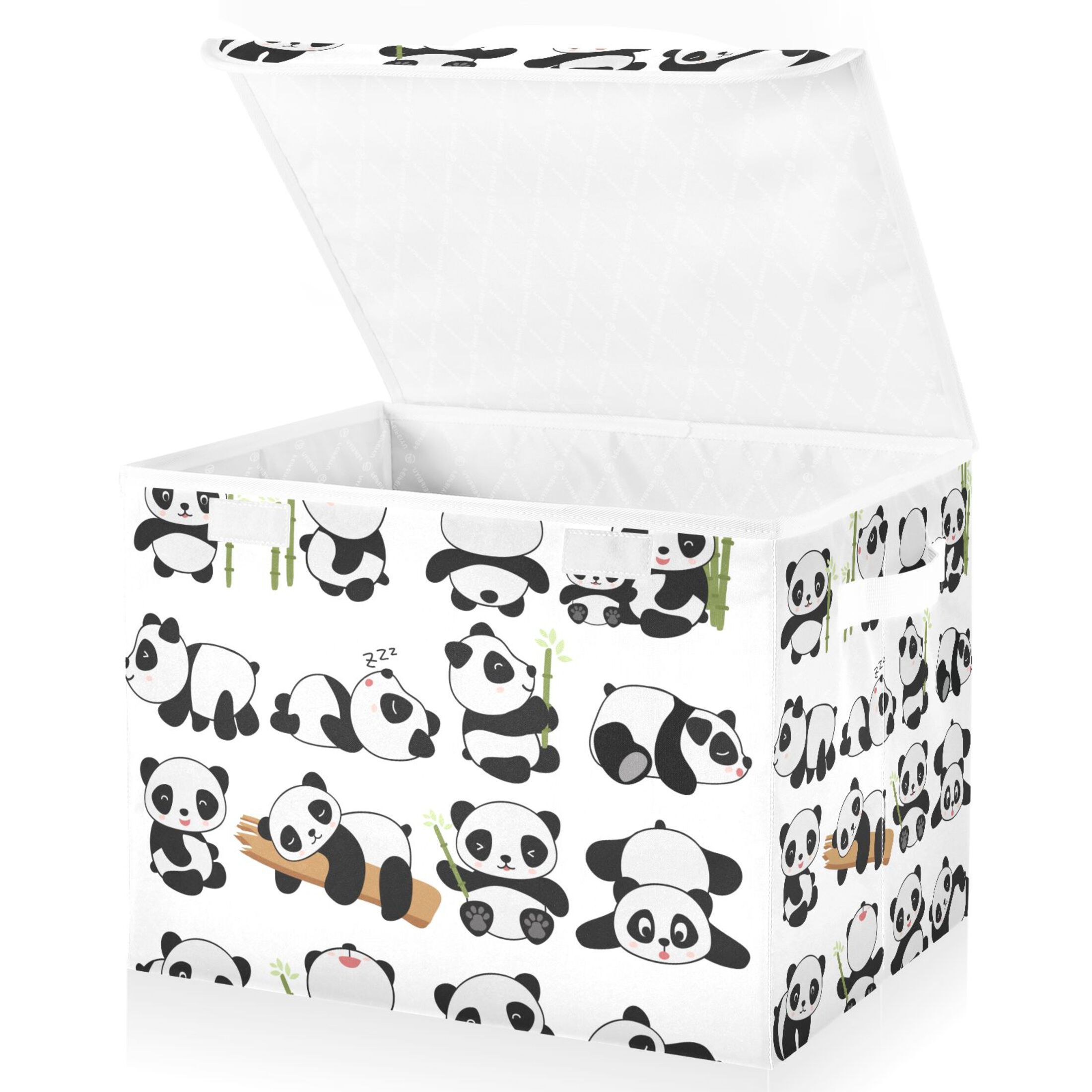 Large Lidded Foldable Storage Baskets Cubes Boxes Lids Bin for Home ...