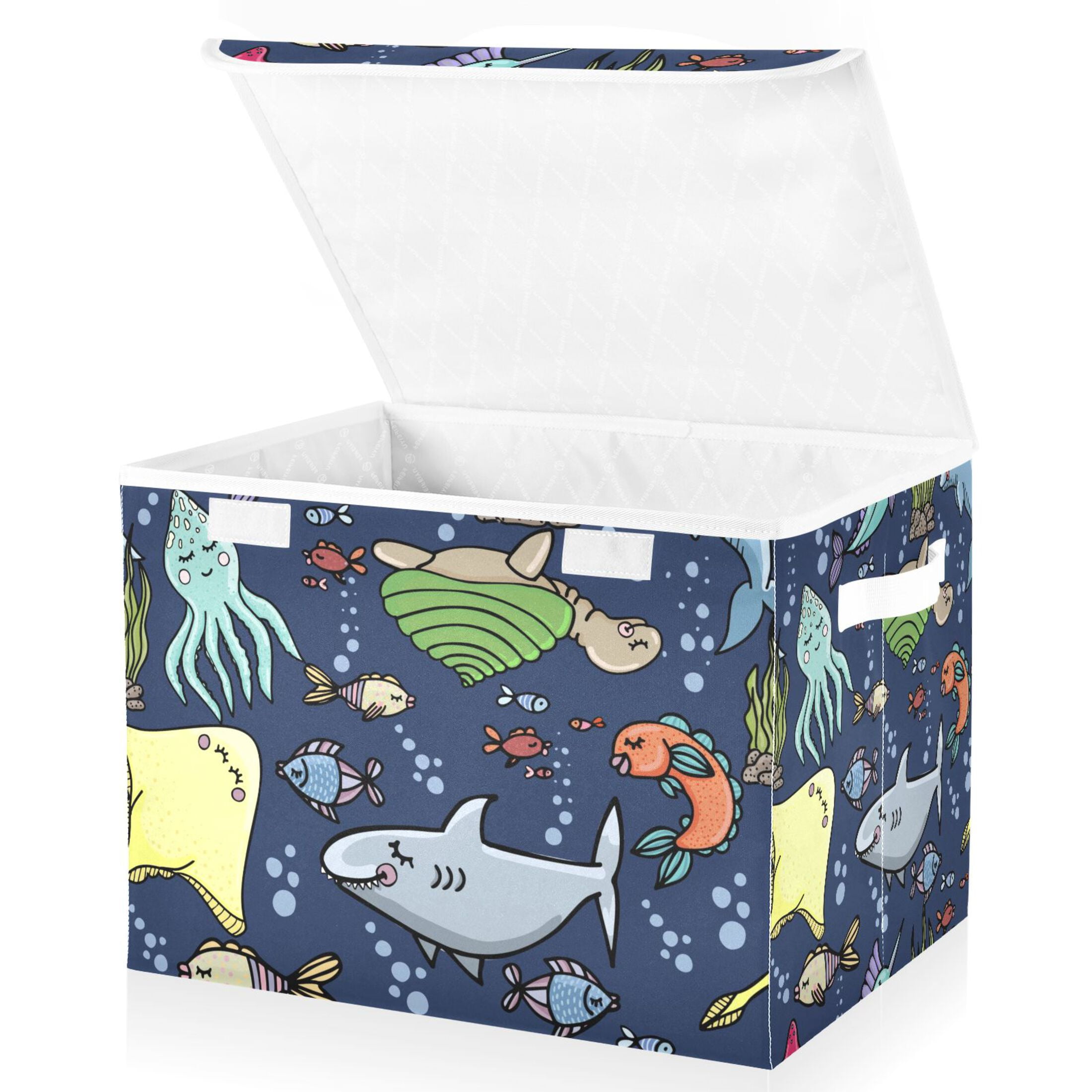 Large Lidded Foldable Storage Baskets Cubes Boxes Lids Bin for Home ...