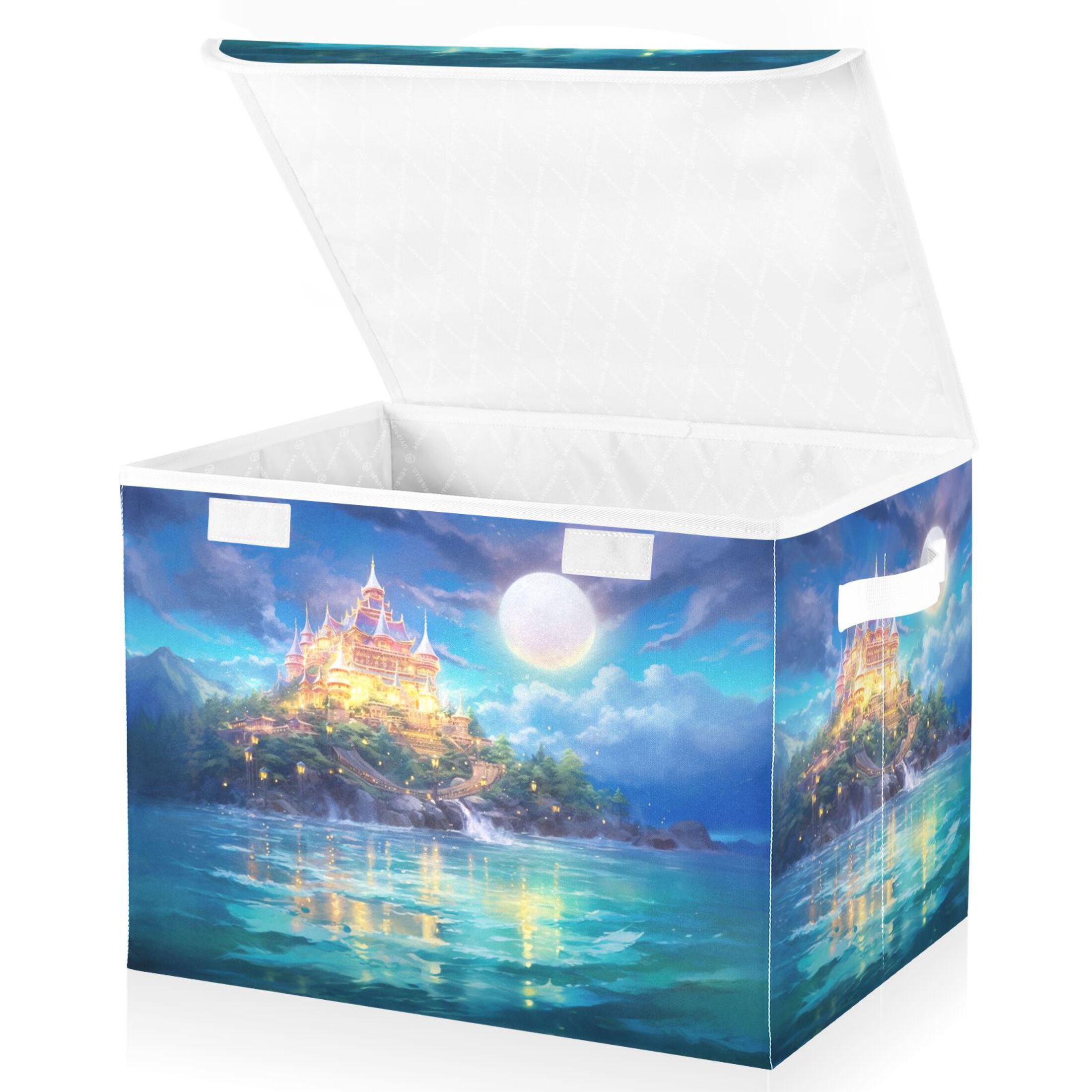 Large Lidded Foldable Storage Baskets Cubes Boxes Lids Bin for Home ...