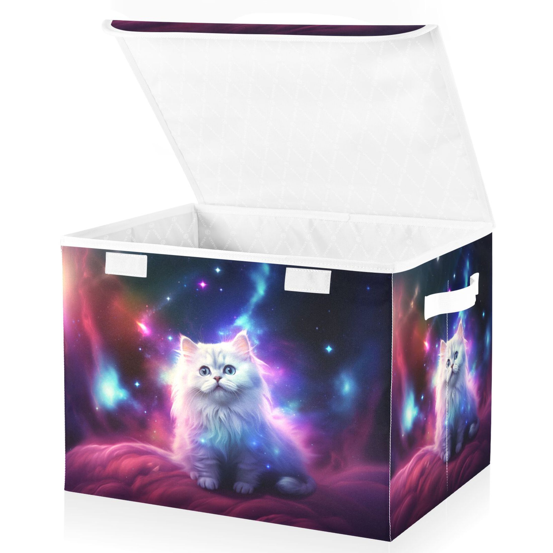 Large Lidded Foldable Storage Baskets Cubes Boxes Lids Bin for Home ...