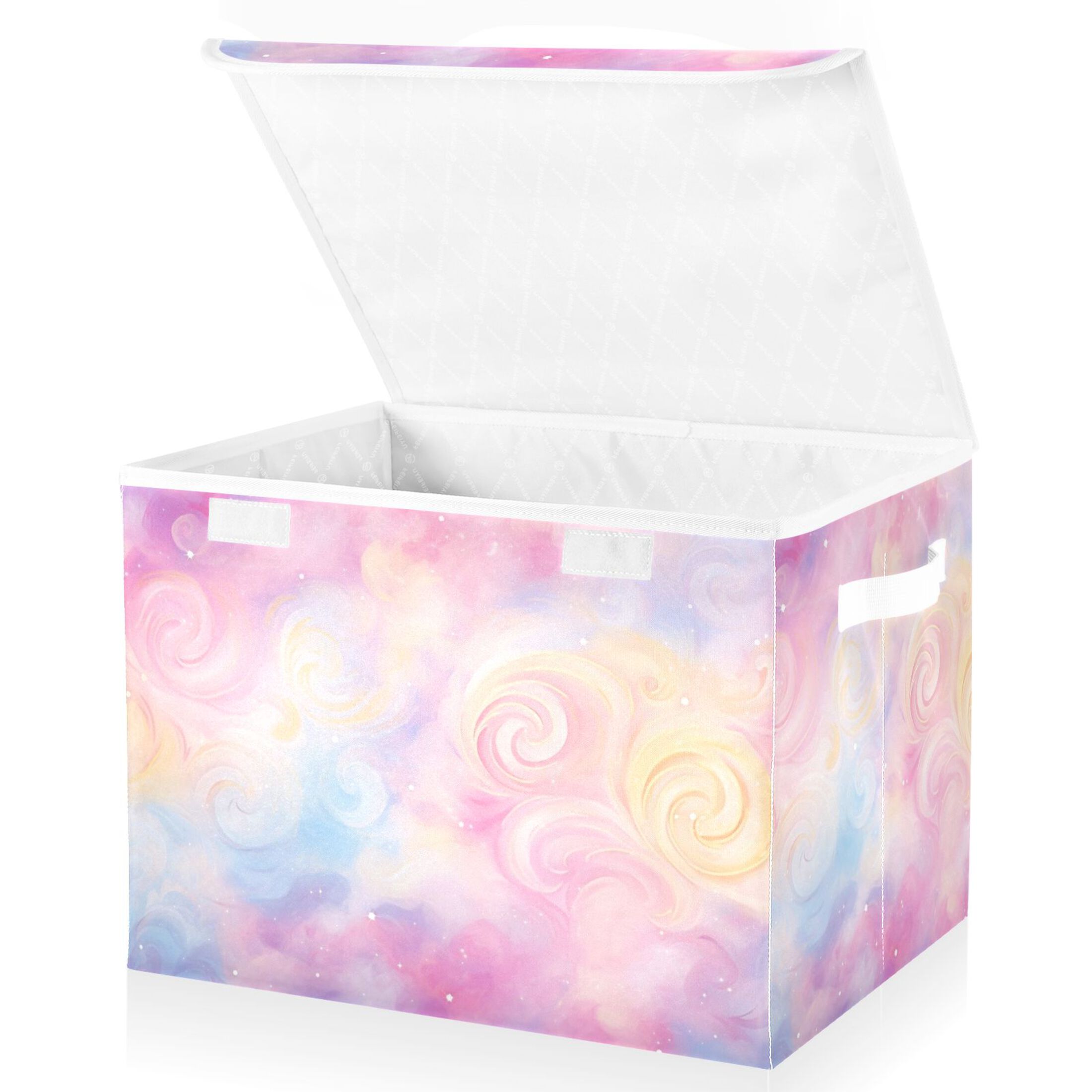 Large Lidded Foldable Storage Baskets Cubes Boxes Lids Bin for Home ...