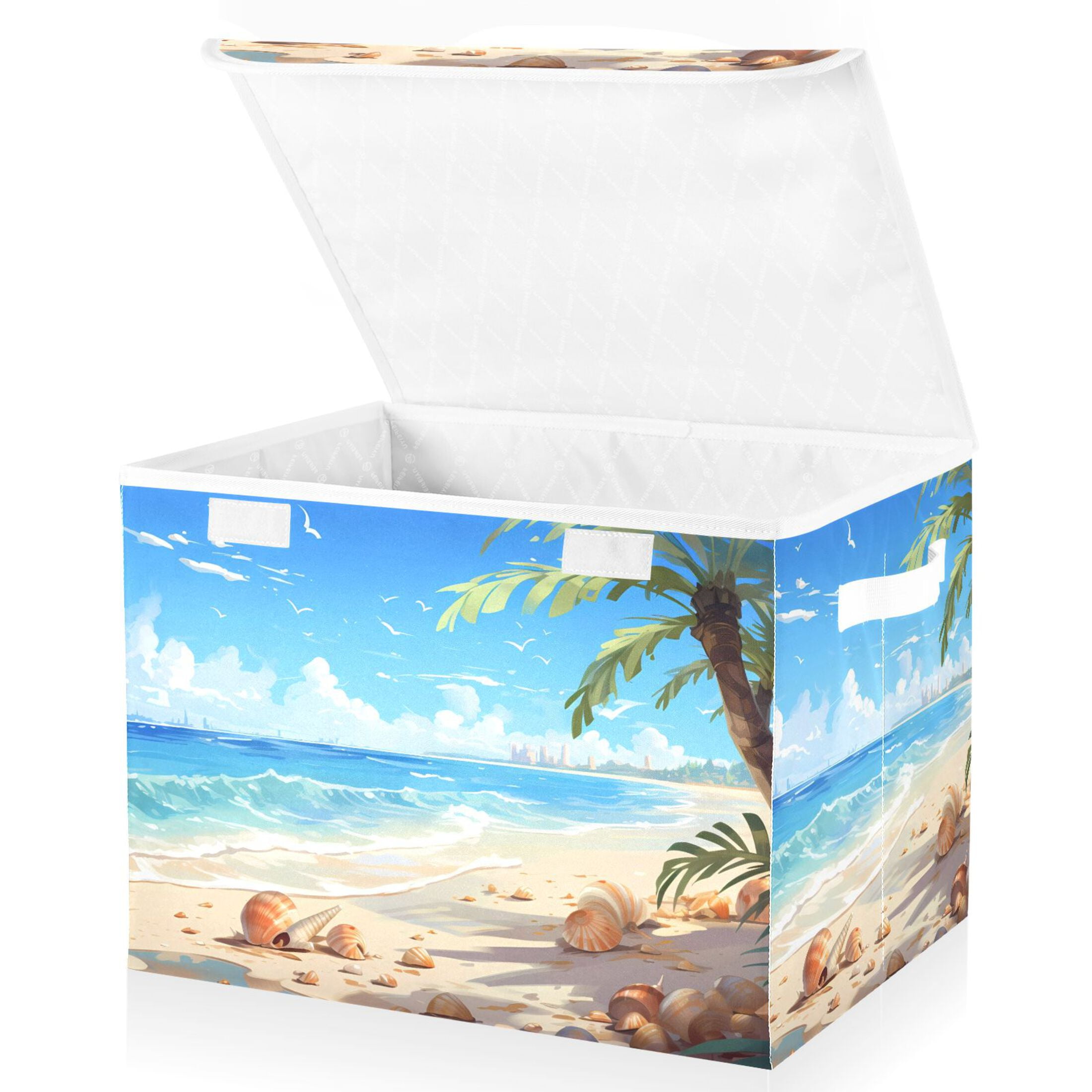 Large Lidded Foldable Storage Baskets Cubes Boxes Lids Bin for Home ...