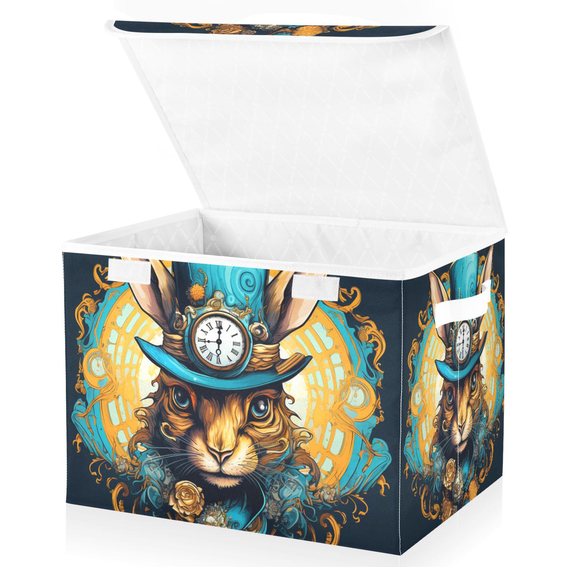 Large Lidded Foldable Storage Baskets Cubes Boxes Lids Bin for Home ...