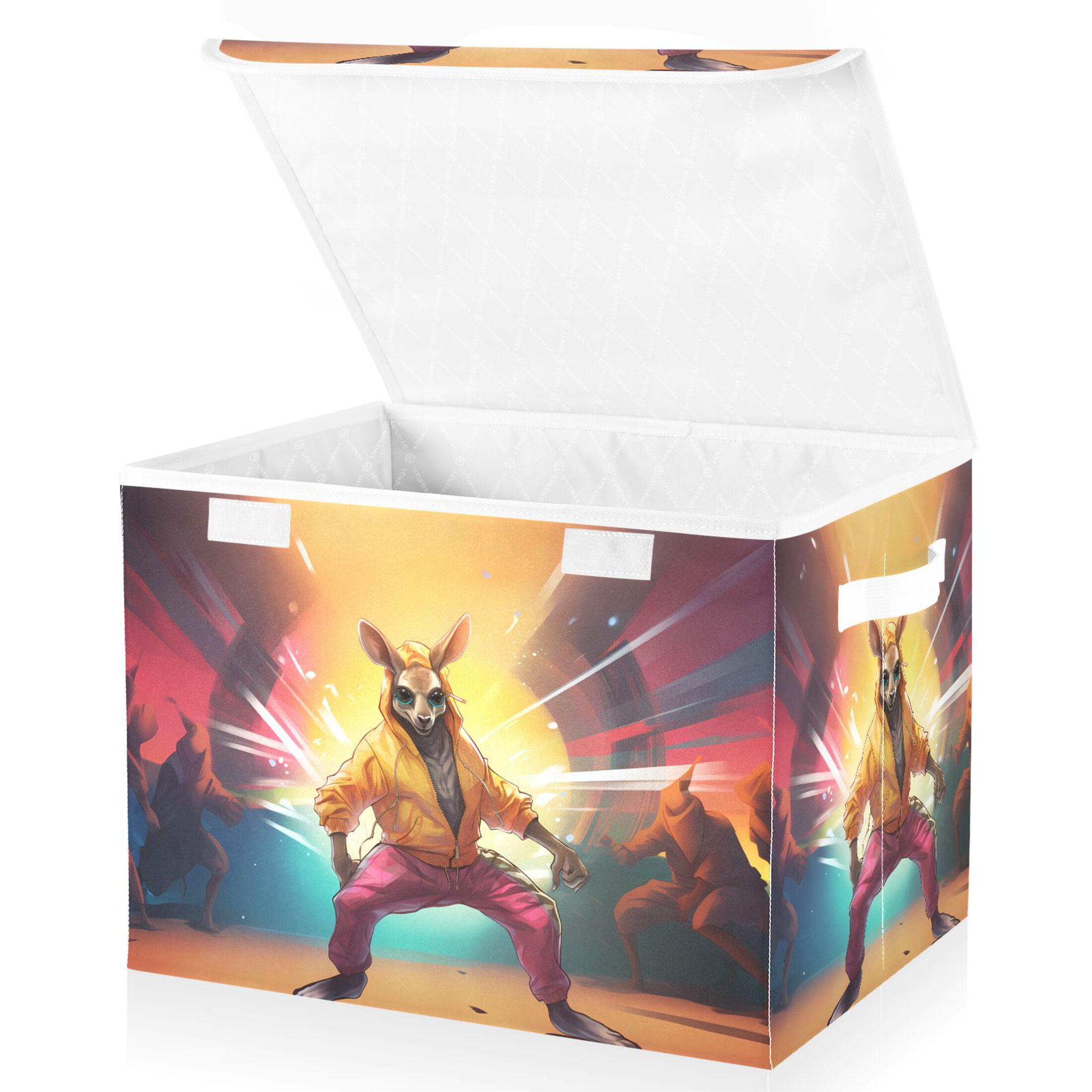 Large Lidded Foldable Storage Baskets Cubes Boxes Lids Bin for Home ...