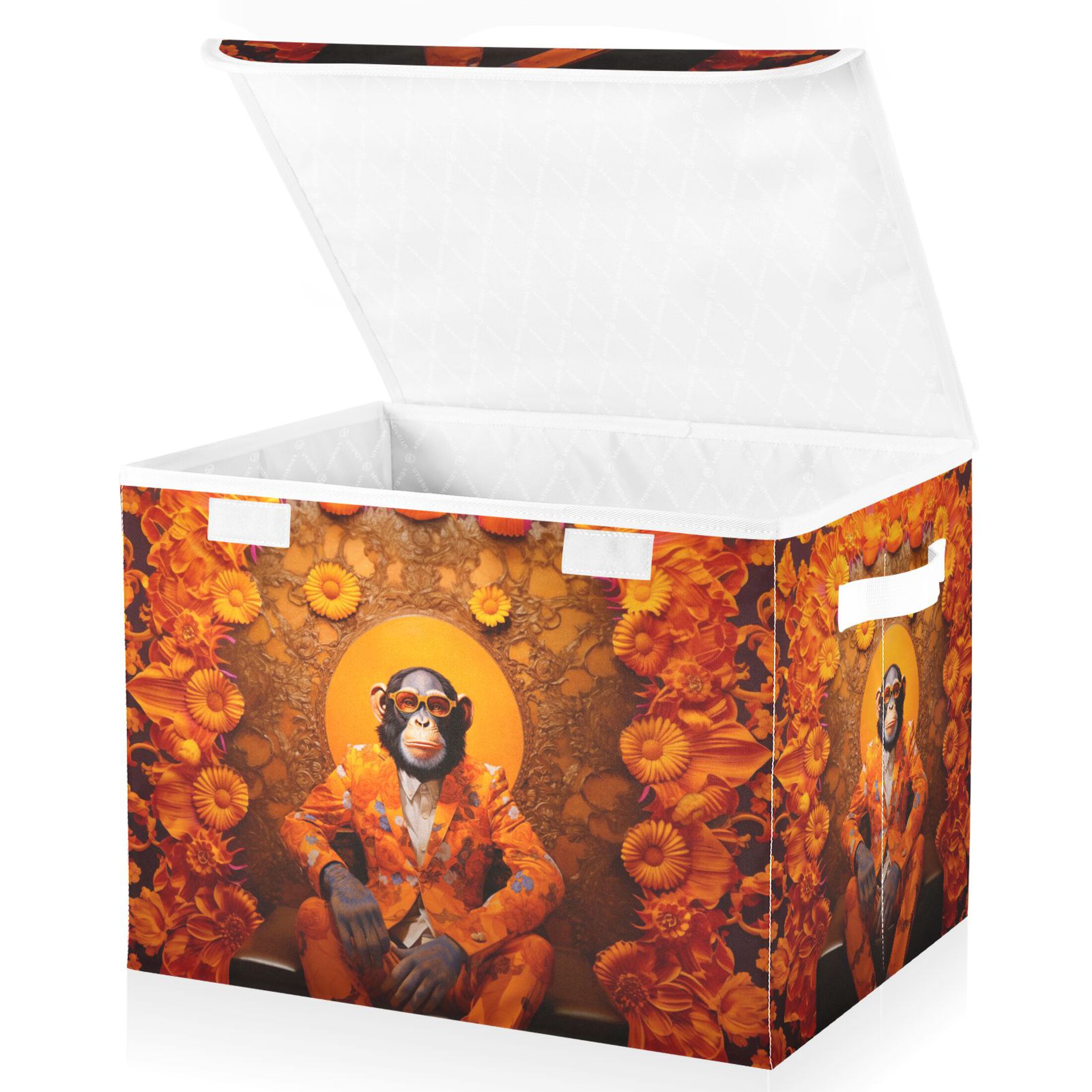 Large Lidded Foldable Storage Baskets Cubes Boxes Lids Bin for Home ...