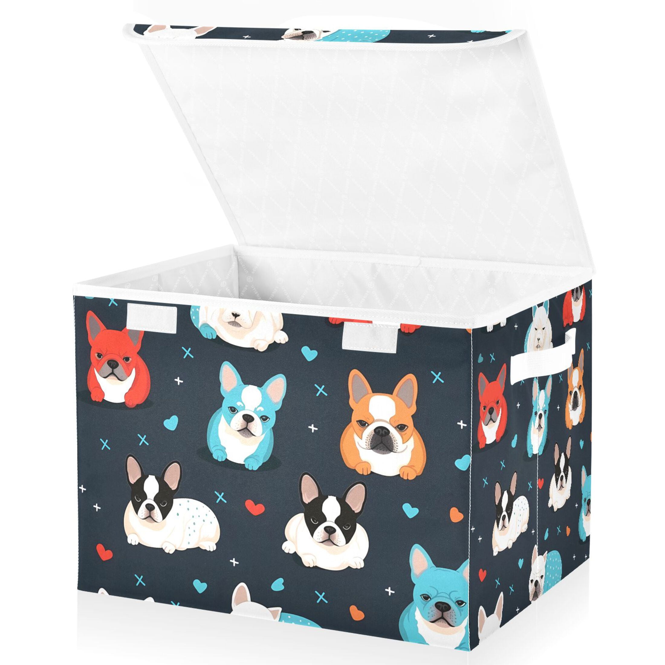 Large Lidded Foldable Storage Baskets Cubes Boxes Lids Bin for Home ...