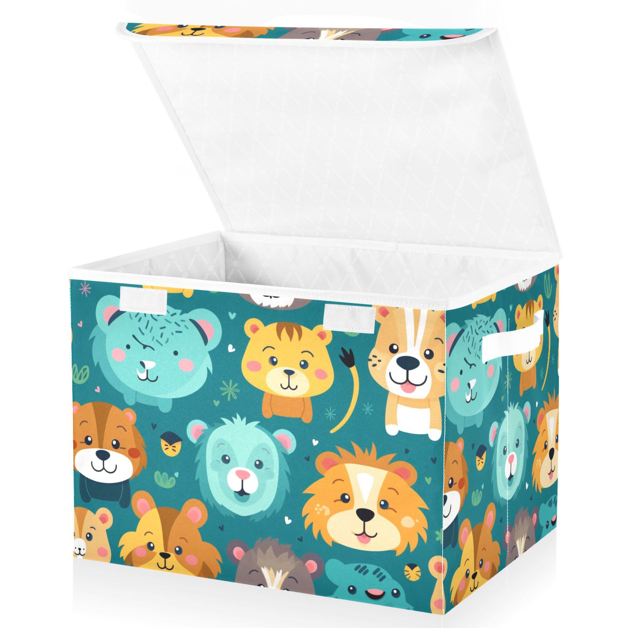 Large Lidded Foldable Storage Baskets Cubes Boxes Lids Bin for Home ...