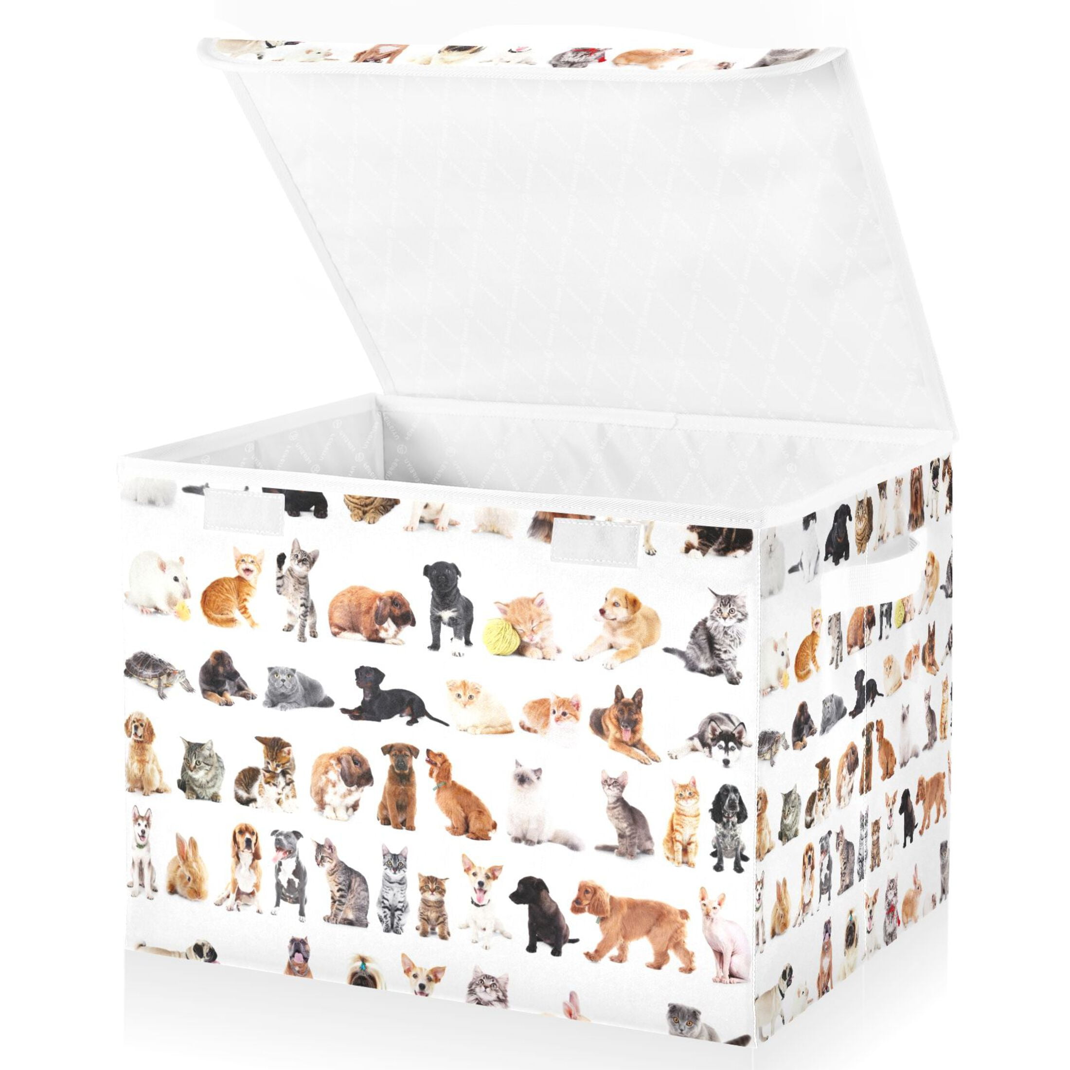 Large Lidded Foldable Storage Baskets Cubes Boxes Lids Bin for Home ...