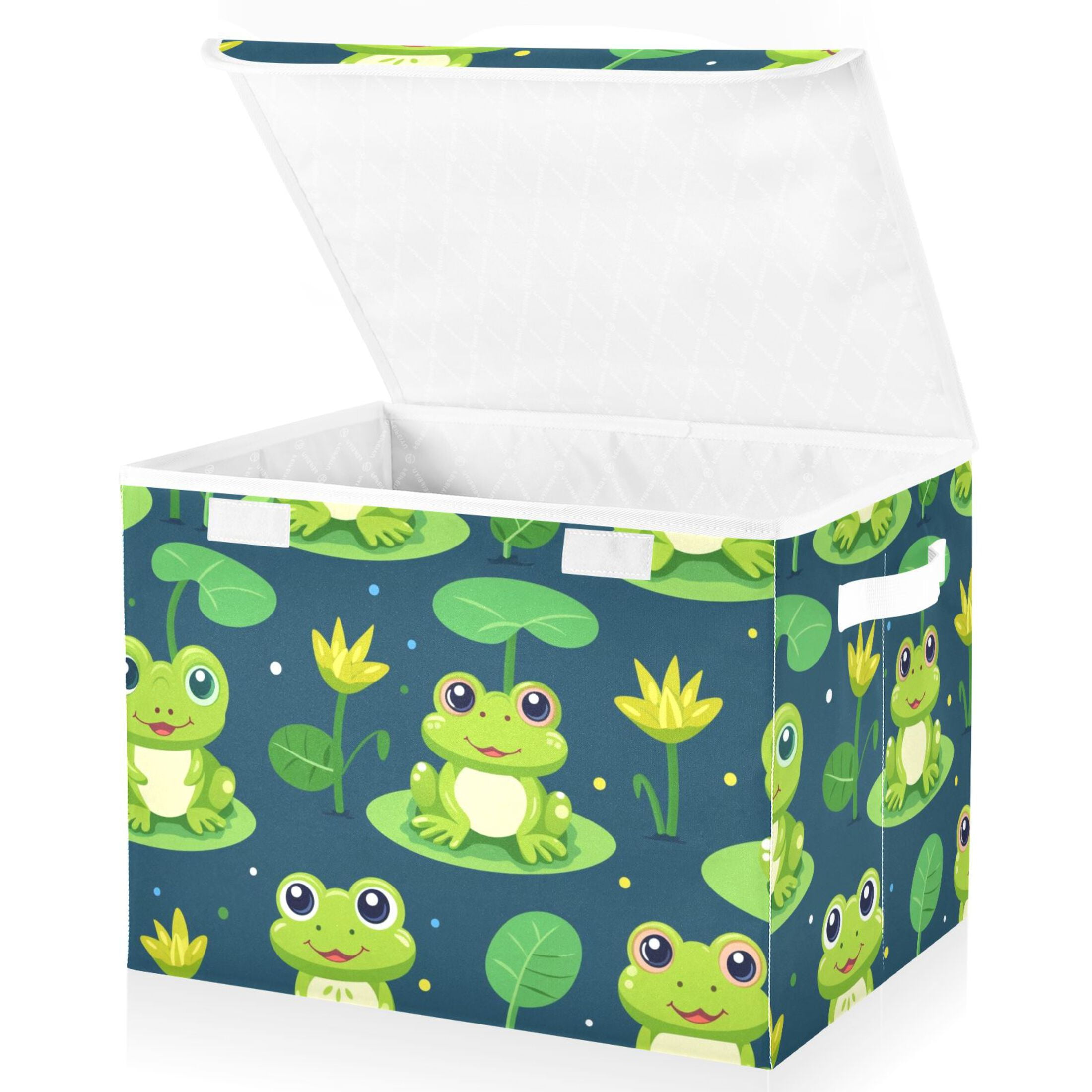 Large Lidded Foldable Storage Baskets Cubes Boxes Lids Bin for Home ...