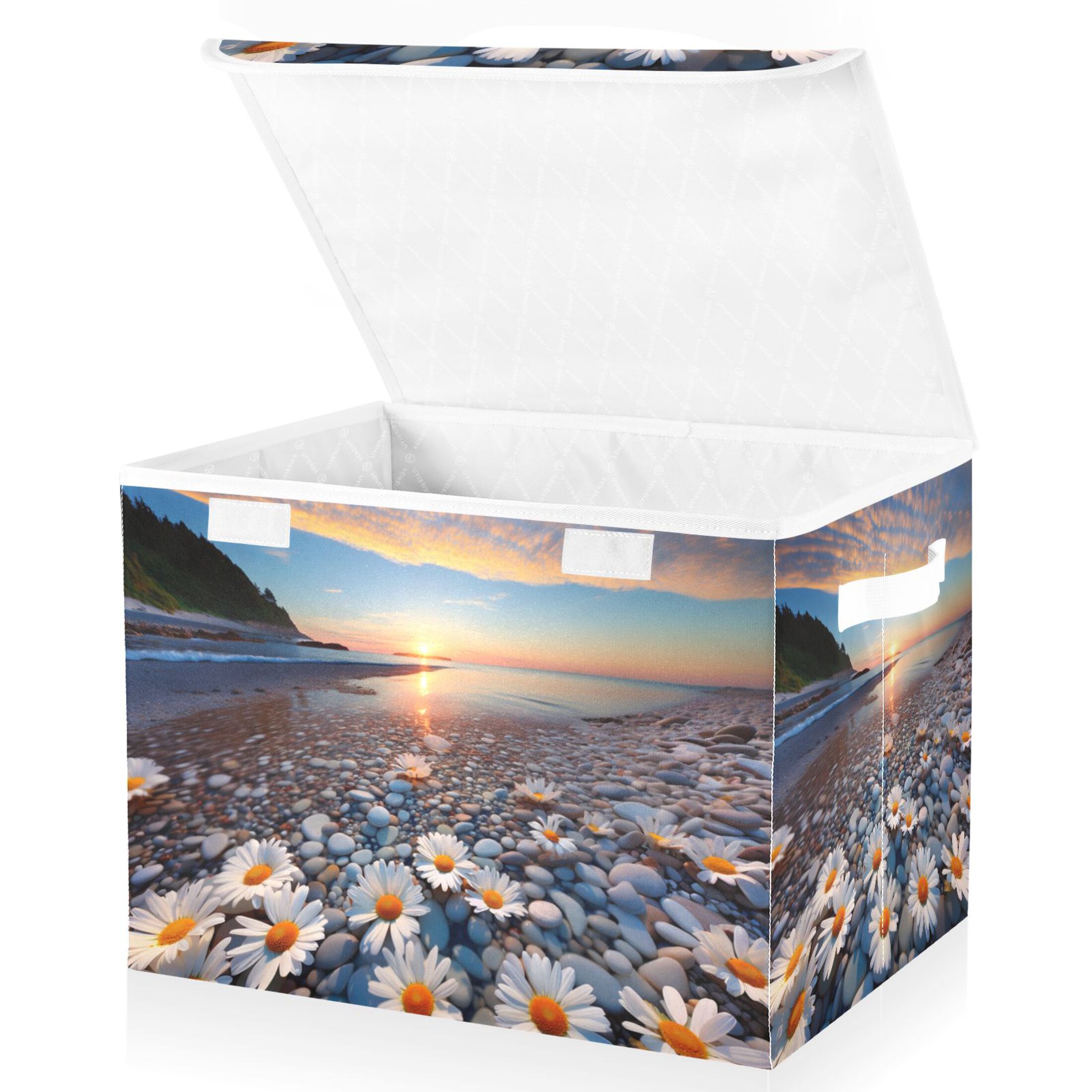 Large Lidded Foldable Storage Baskets Cubes Boxes Lids Bin for Home ...