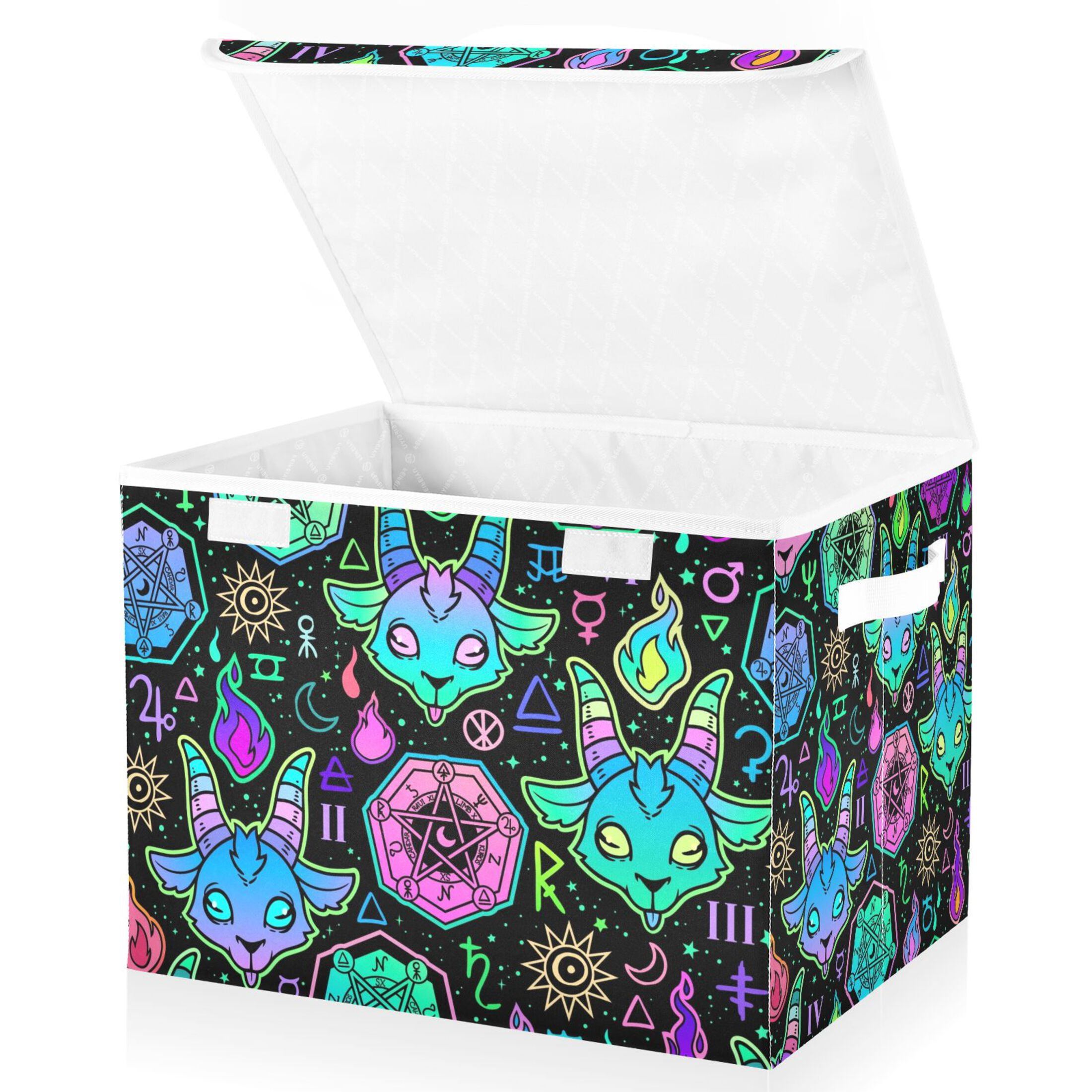 Large Lidded Foldable Storage Baskets Cubes Boxes Lids Bin for Home ...