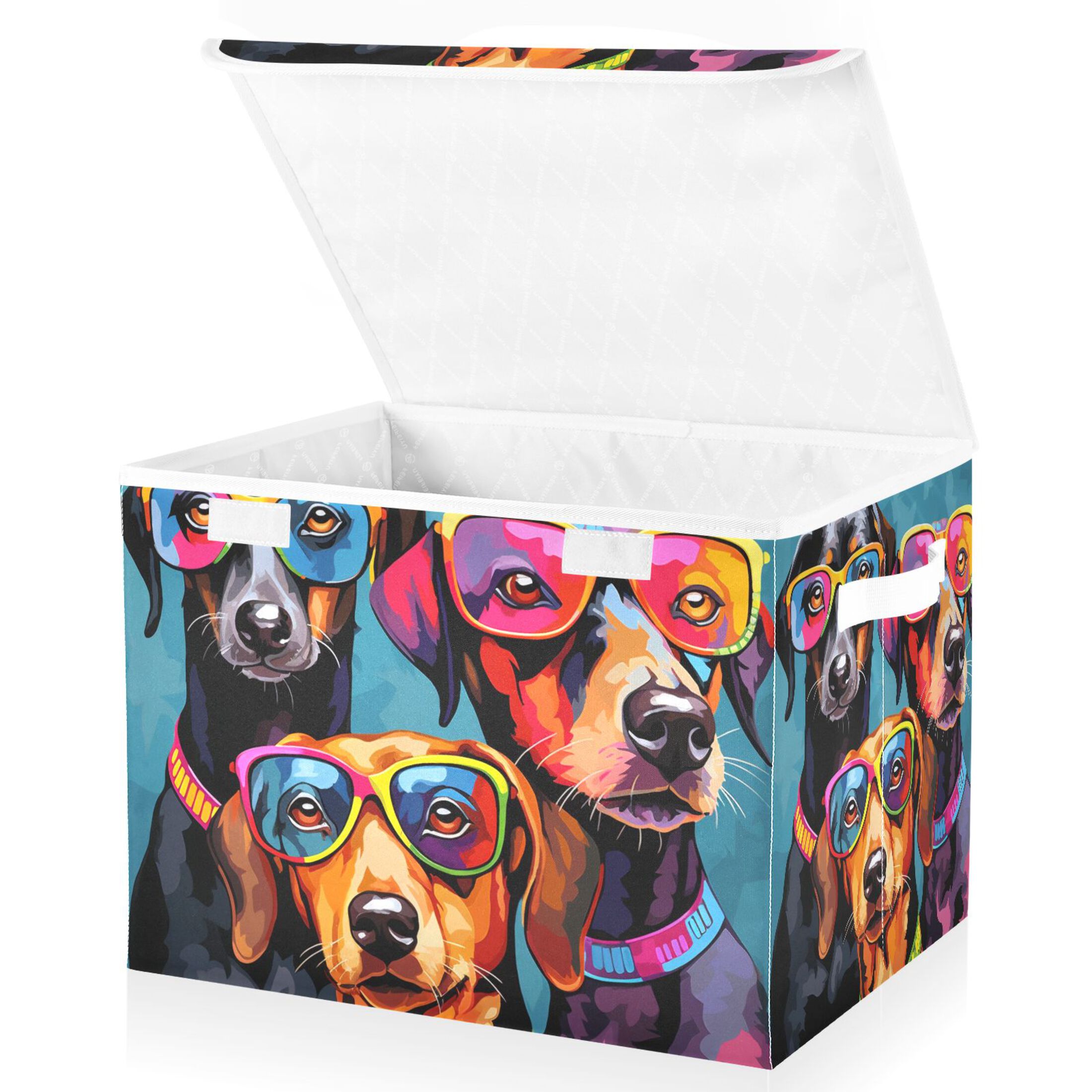 Large Lidded Foldable Storage Baskets Cubes Boxes Lids Bin for Home ...