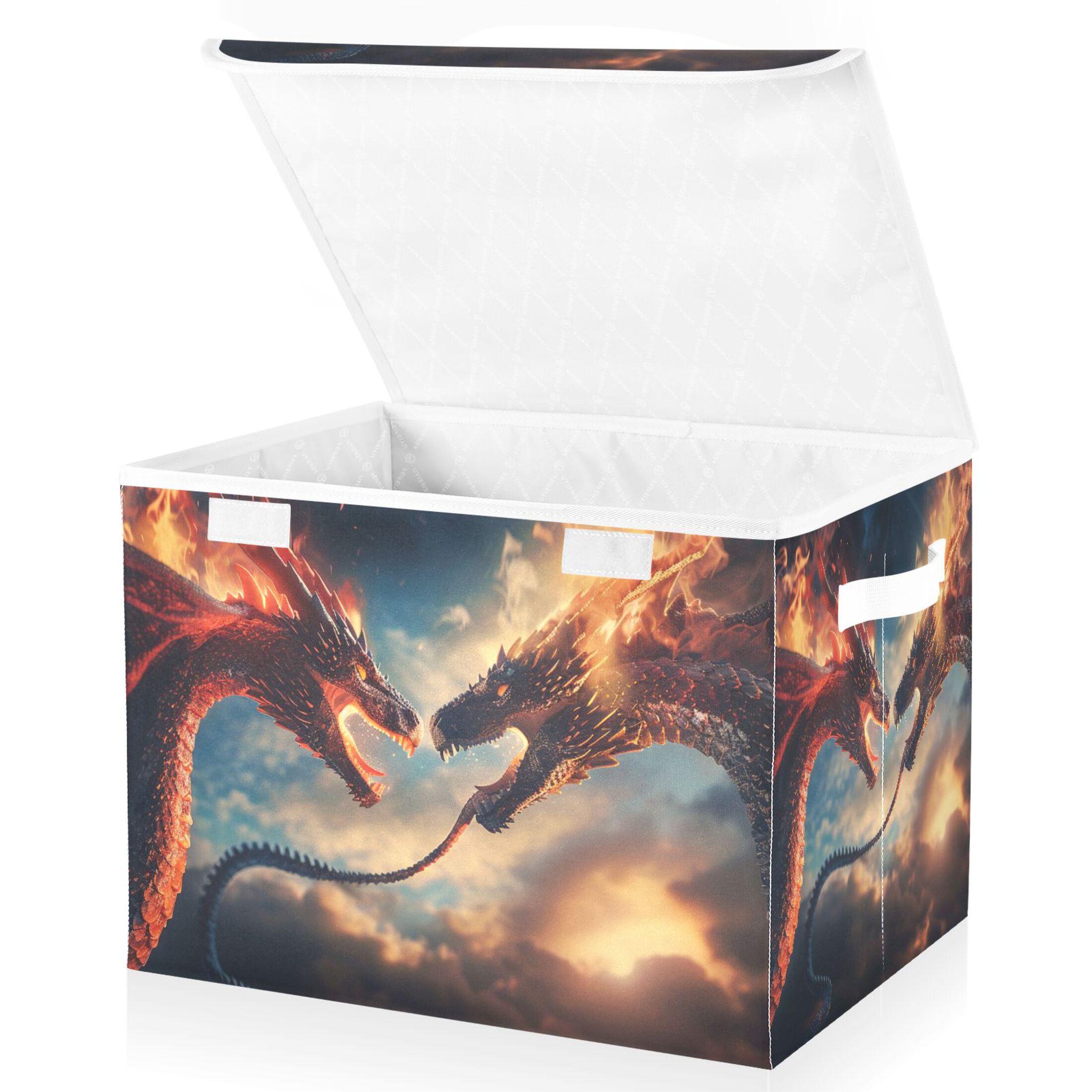 Large Lidded Foldable Storage Baskets Cubes Boxes Lids Bin for Home ...