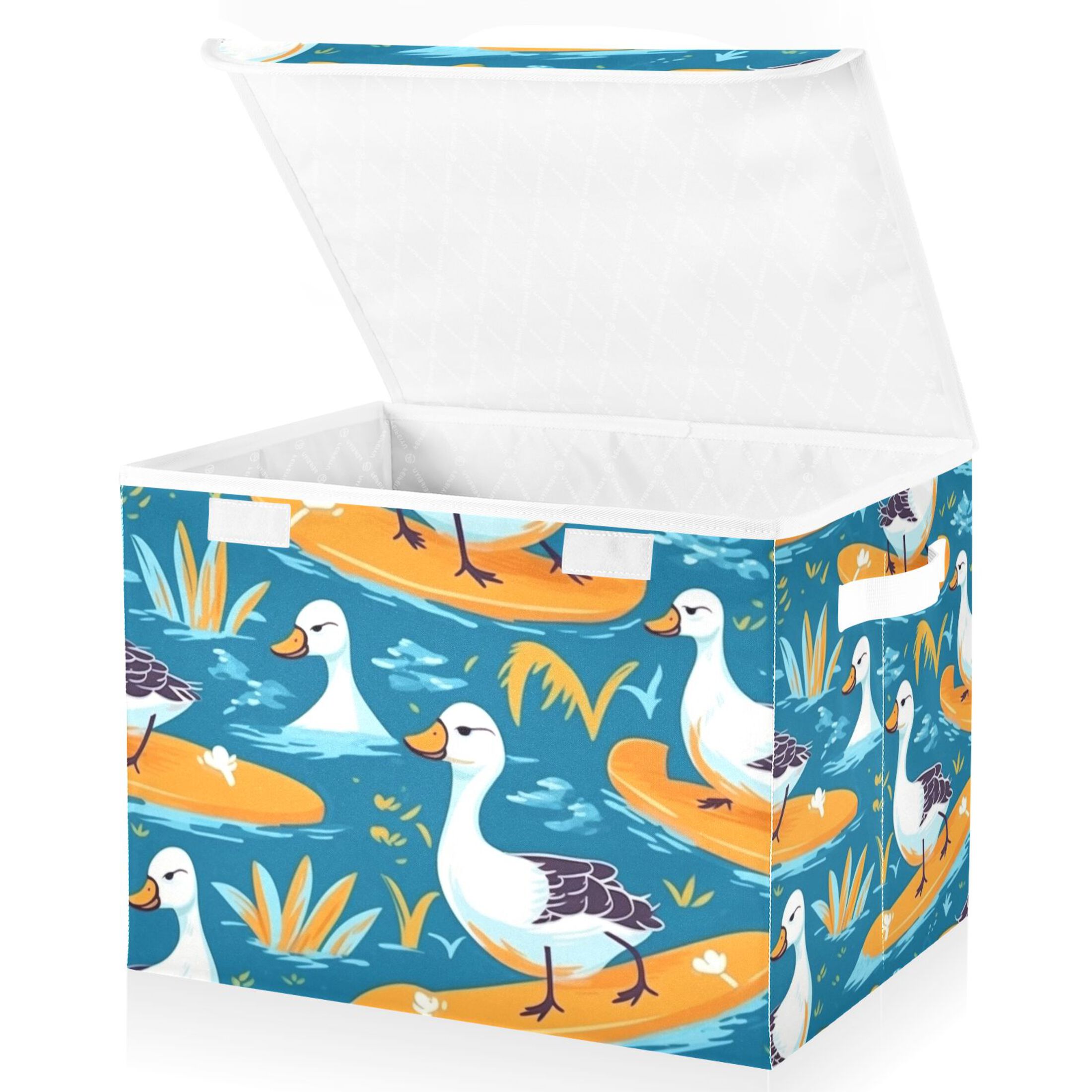 Large Lidded Foldable Storage Baskets Cubes Boxes Lids Bin for Home ...