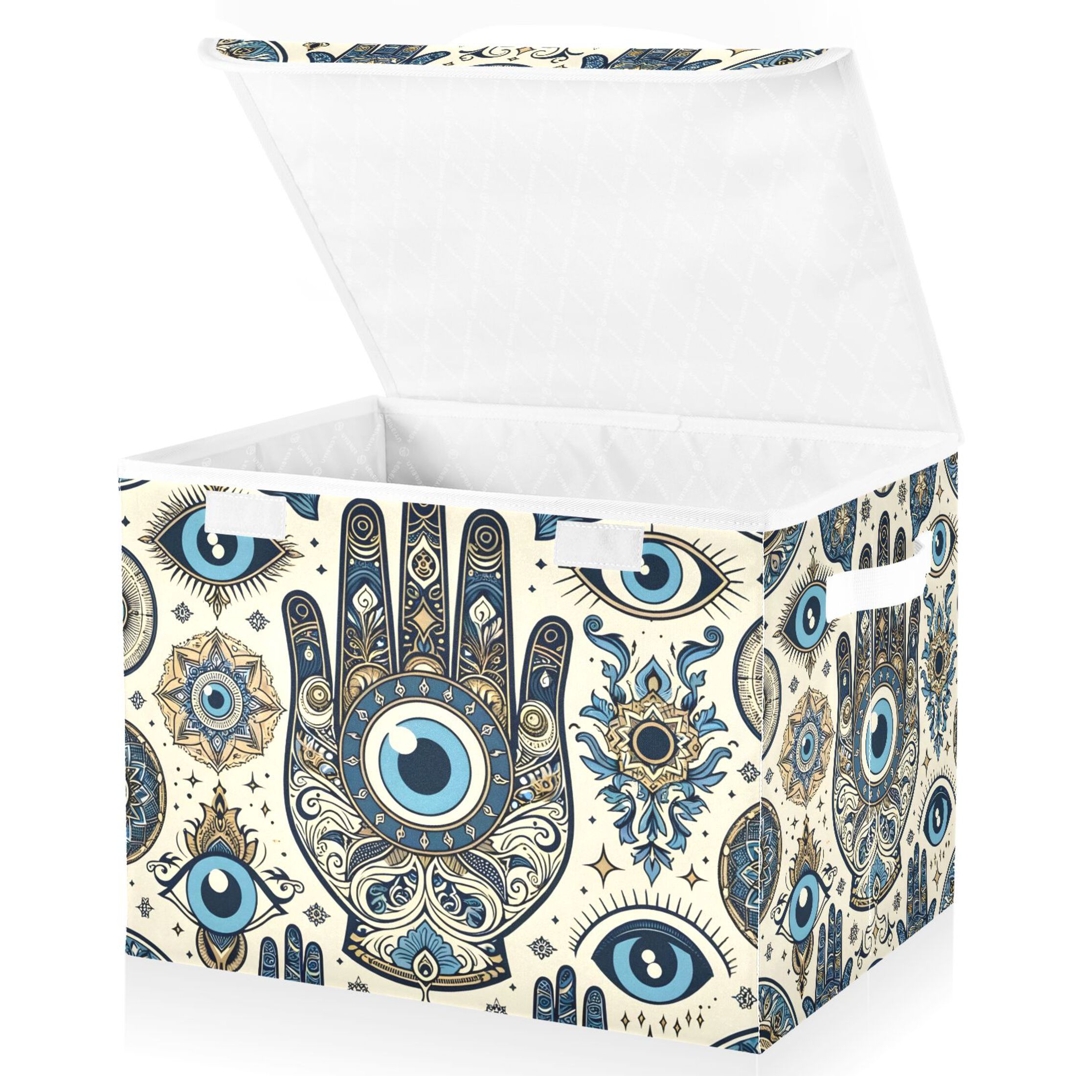 Large Lidded Foldable Storage Baskets Cubes Boxes Lids Bin for Home ...