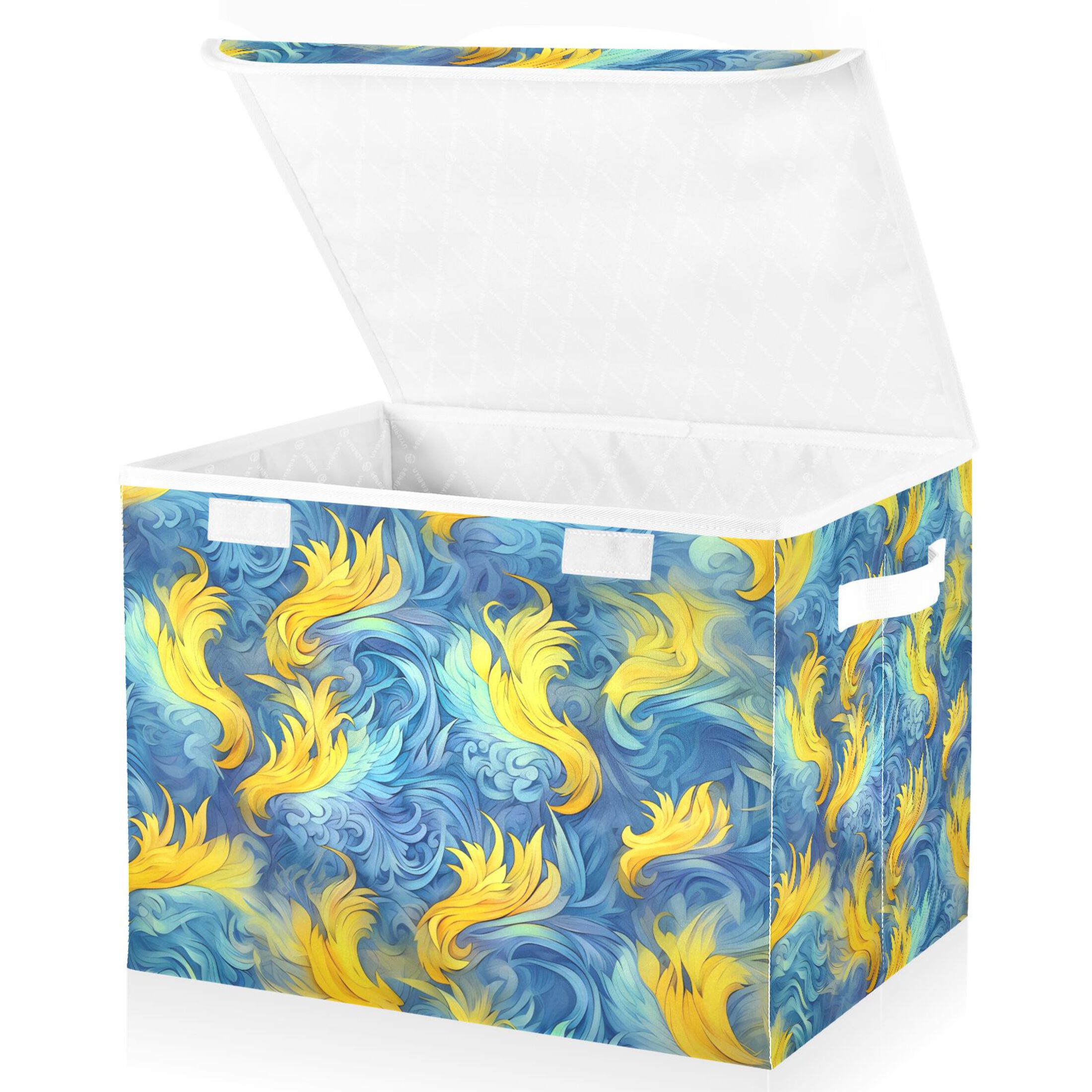 Large Lidded Foldable Storage Baskets Cubes Boxes Lids Bin for Home ...