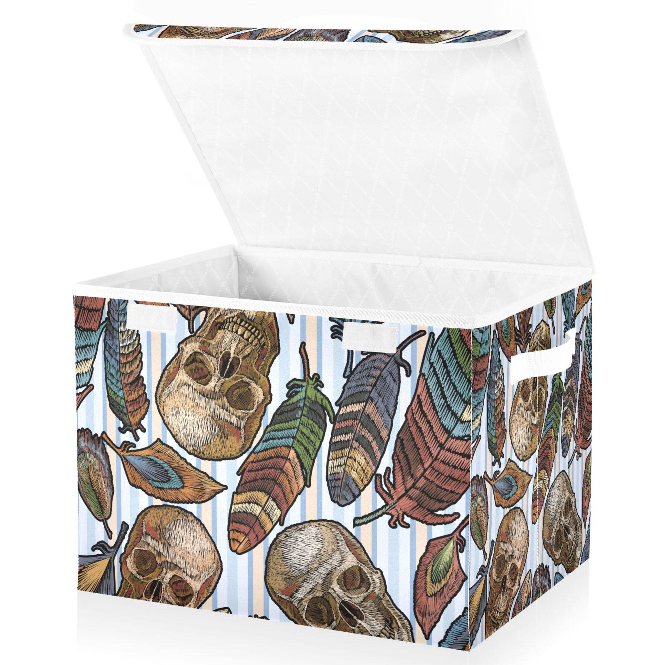 Large Lidded Foldable Storage Baskets Cubes Boxes Lids Bin for Home ...