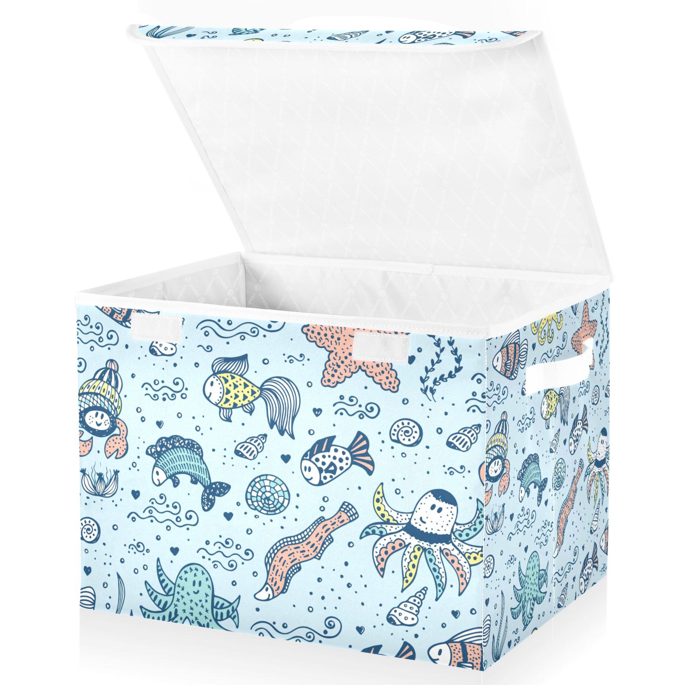 Large Lidded Foldable Storage Baskets Cubes Boxes Lids Bin for Home ...