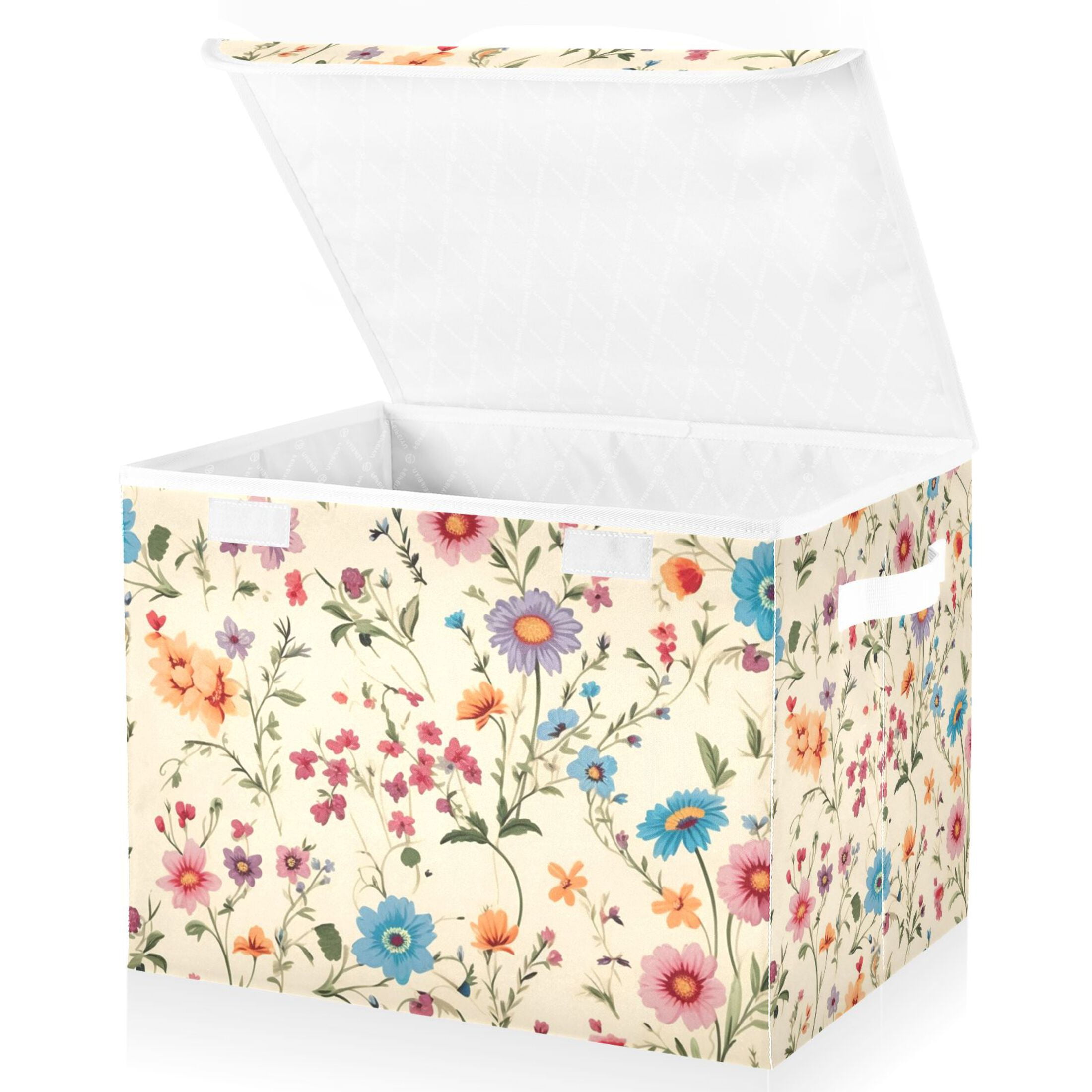 Large Lidded Foldable Storage Baskets Cubes Boxes Lids Bin for Home ...