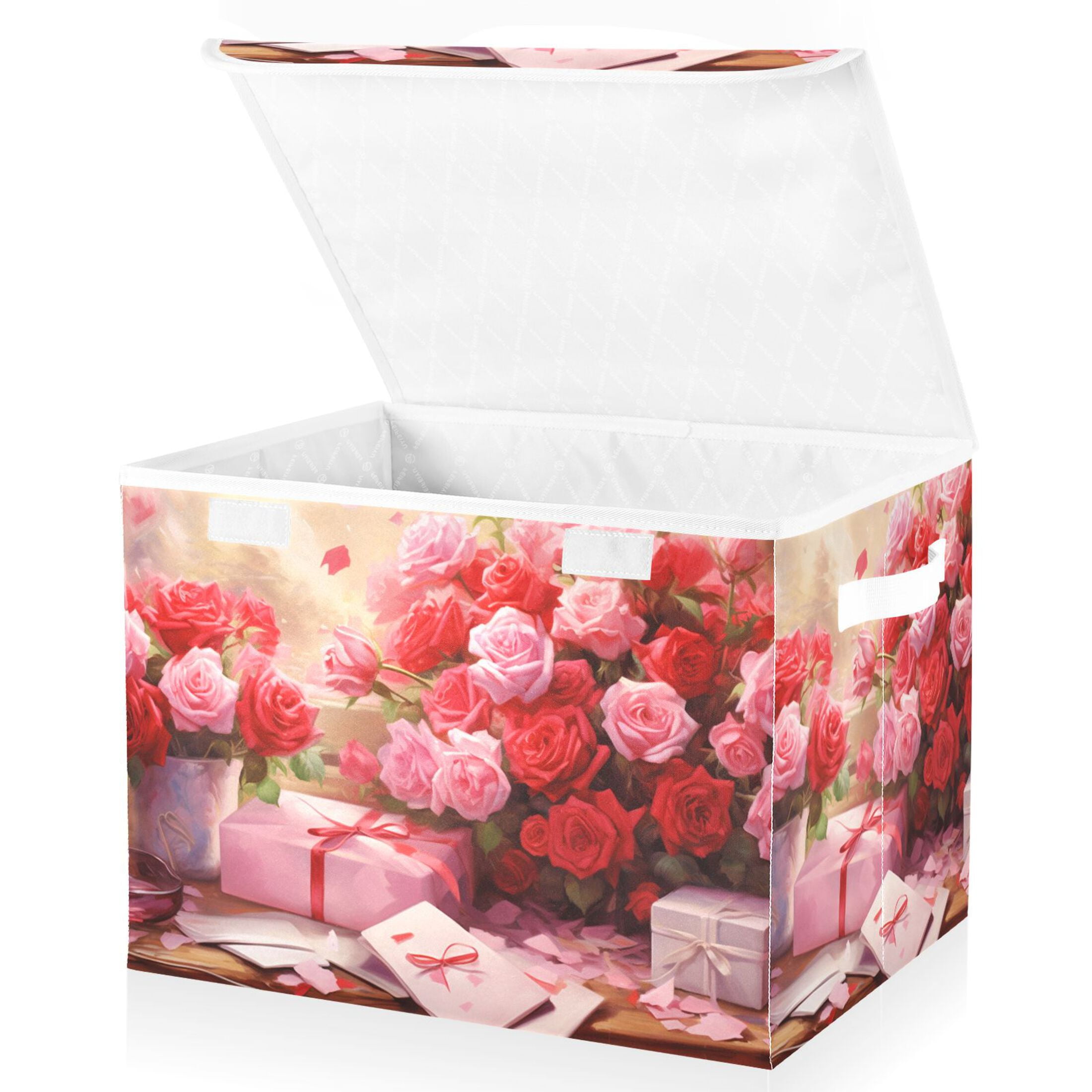 Large Lidded Foldable Storage Baskets Cubes Boxes Lids Bin for Home ...