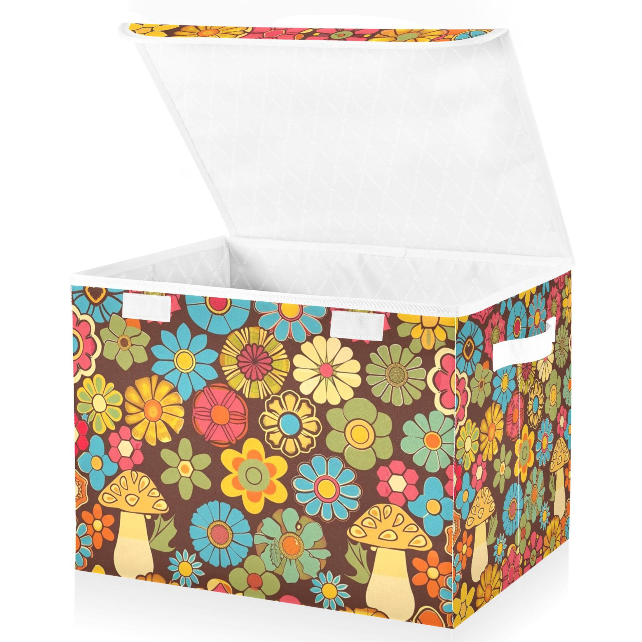 Large Lidded Foldable Storage Baskets Cubes Boxes Lids Bin for Home ...