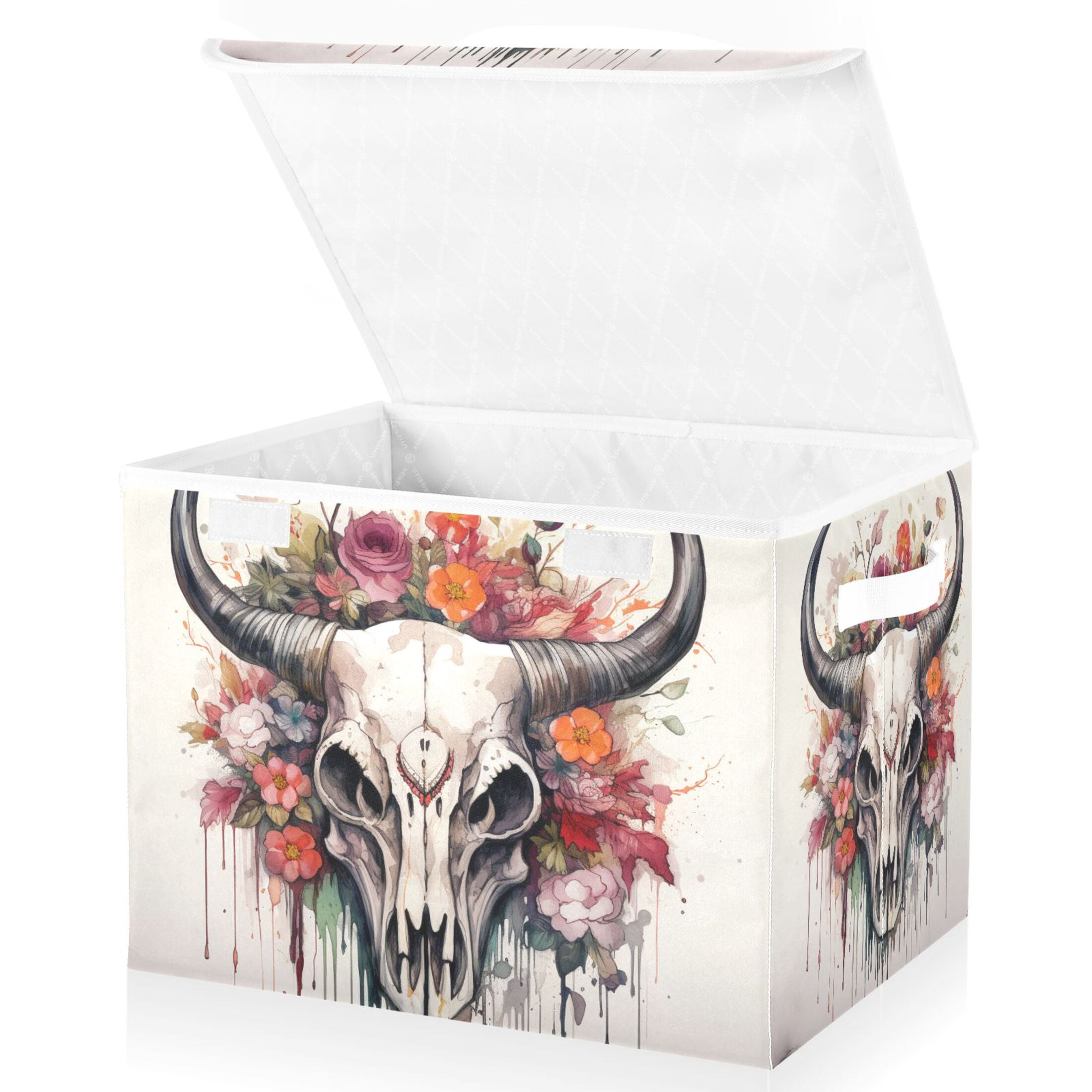 Large Lidded Foldable Storage Baskets Cubes Boxes Lids Bin for Home ...