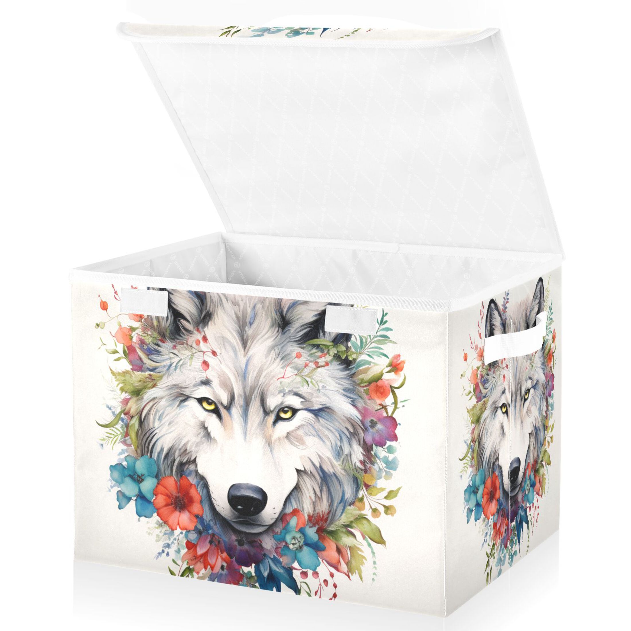 Large Lidded Foldable Storage Baskets Cubes Boxes Lids Bin for Home ...