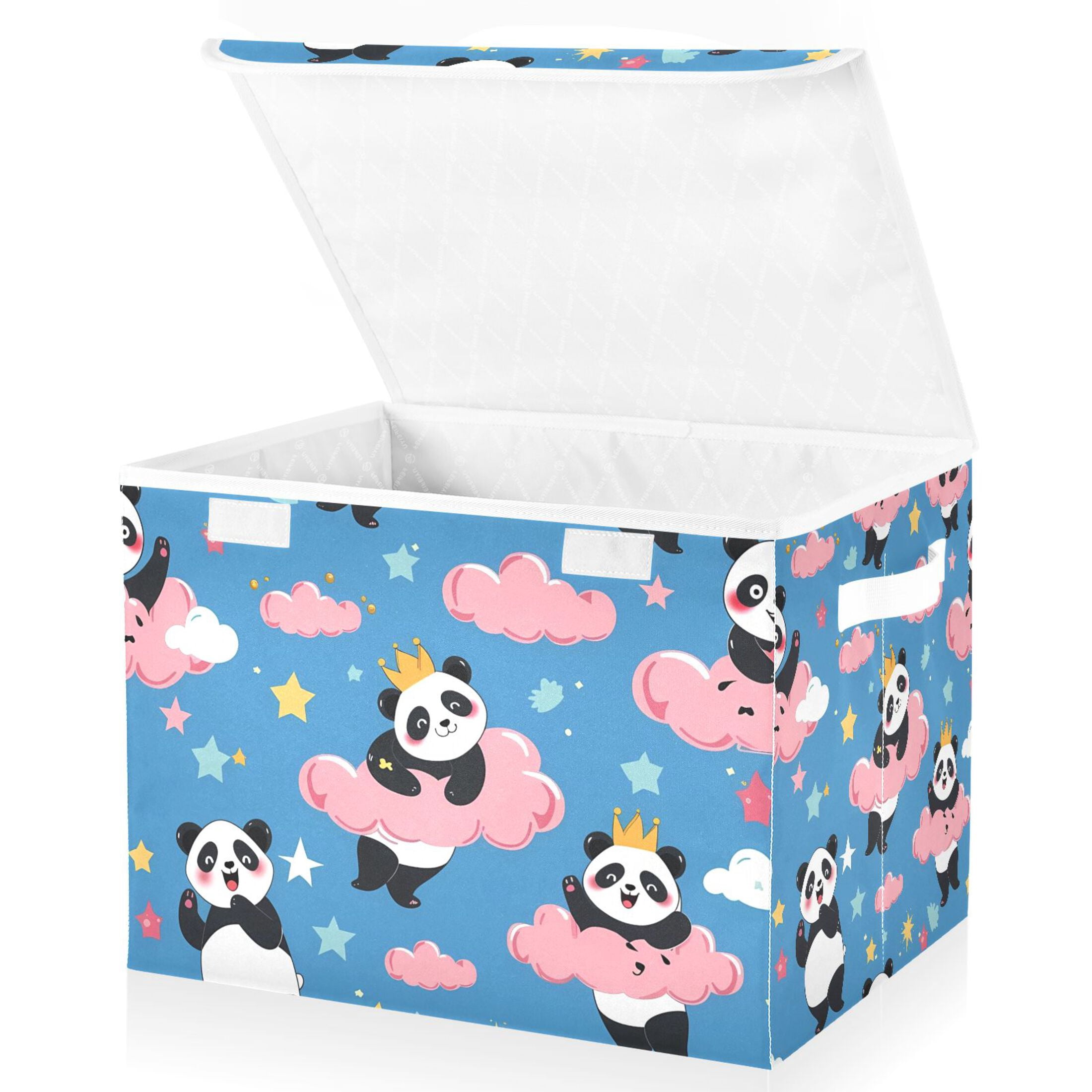Large Lidded Foldable Storage Baskets Cubes Boxes Lids Bin for Home ...