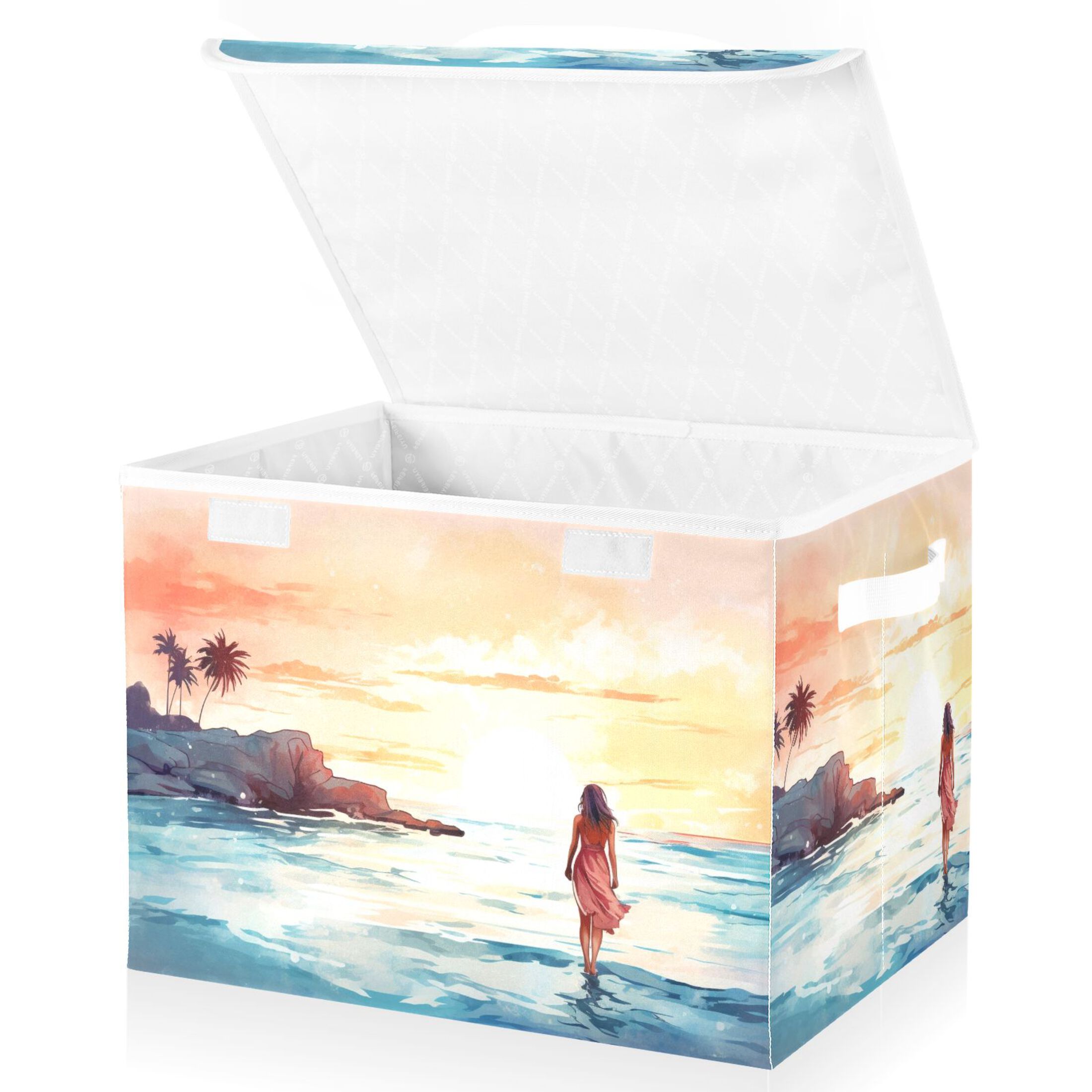 Large Lidded Foldable Storage Baskets Cubes Boxes Lids Bin for Home ...