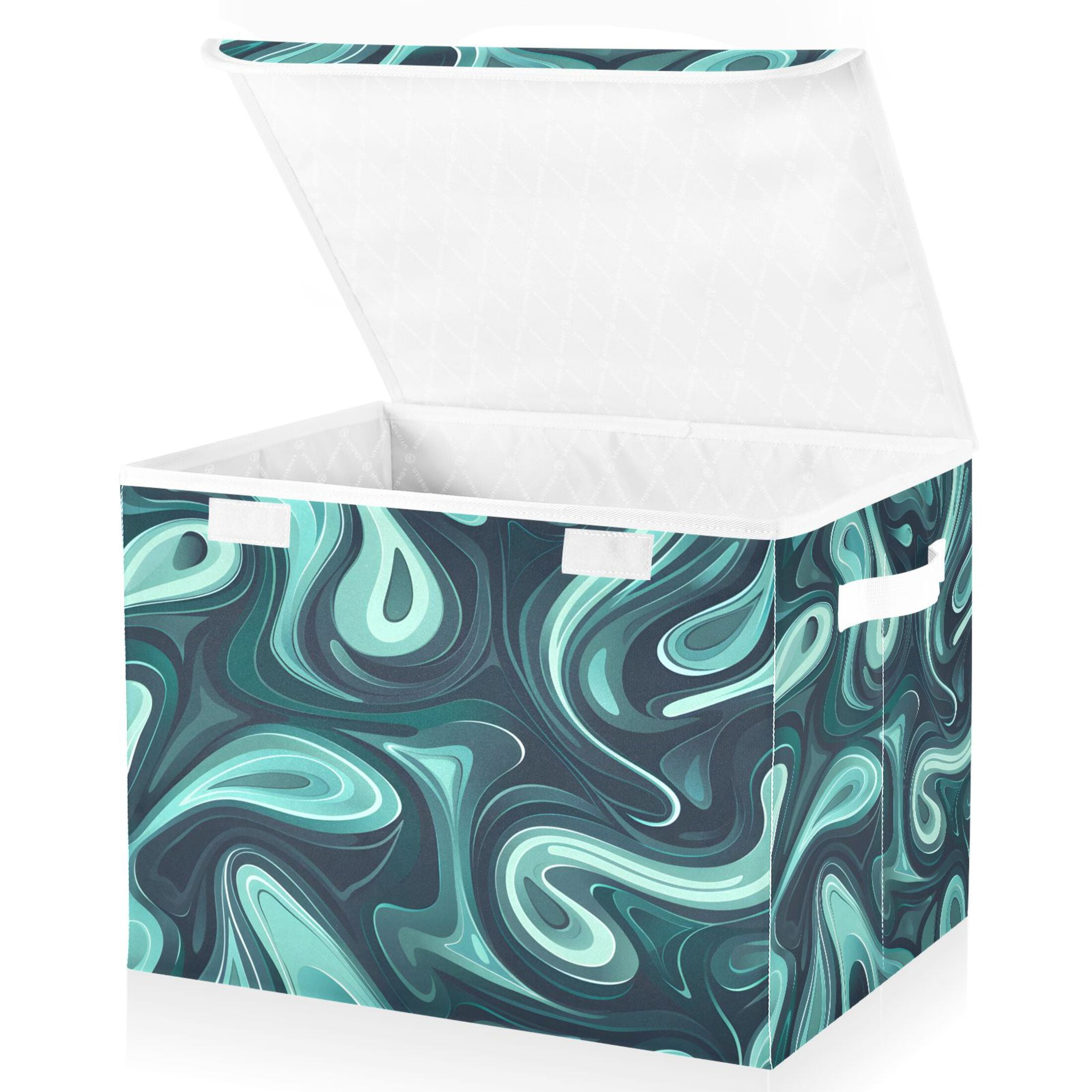 Large Lidded Foldable Storage Baskets Cubes Boxes Lids Bin for Home ...