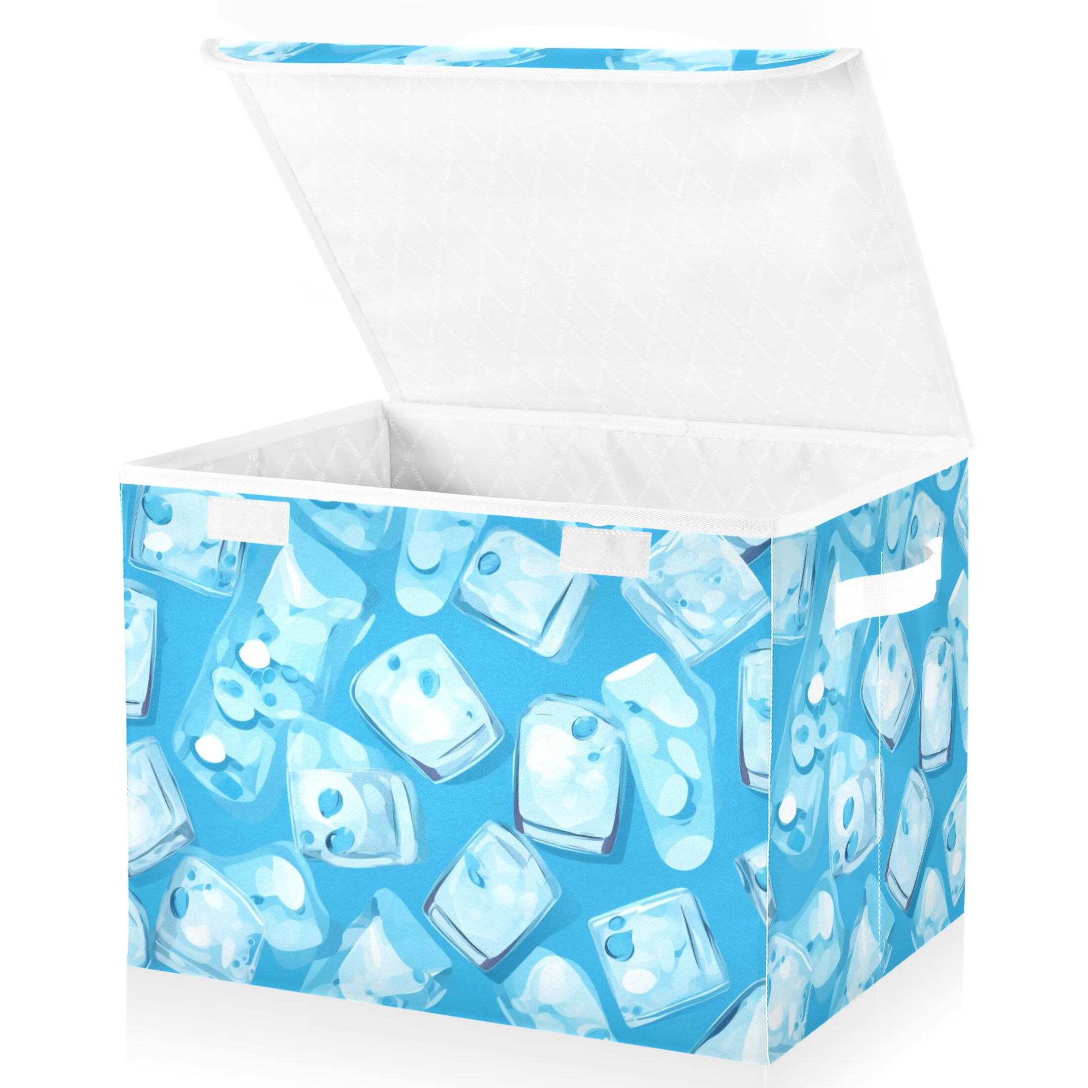 Large Lidded Foldable Storage Baskets Cubes Boxes Lids Bin for Home ...