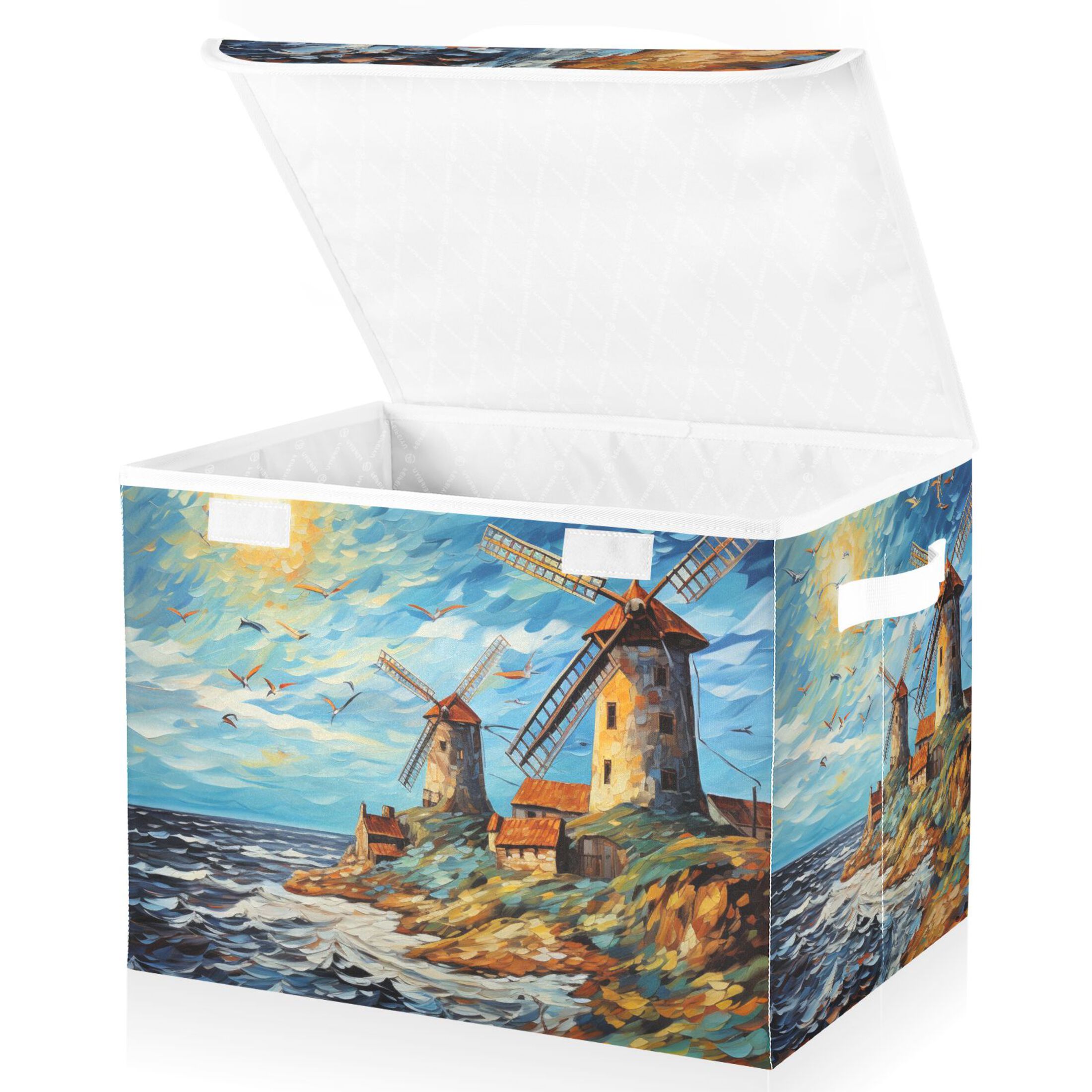 Large Lidded Foldable Storage Baskets Cubes Boxes Lids Bin for Home ...