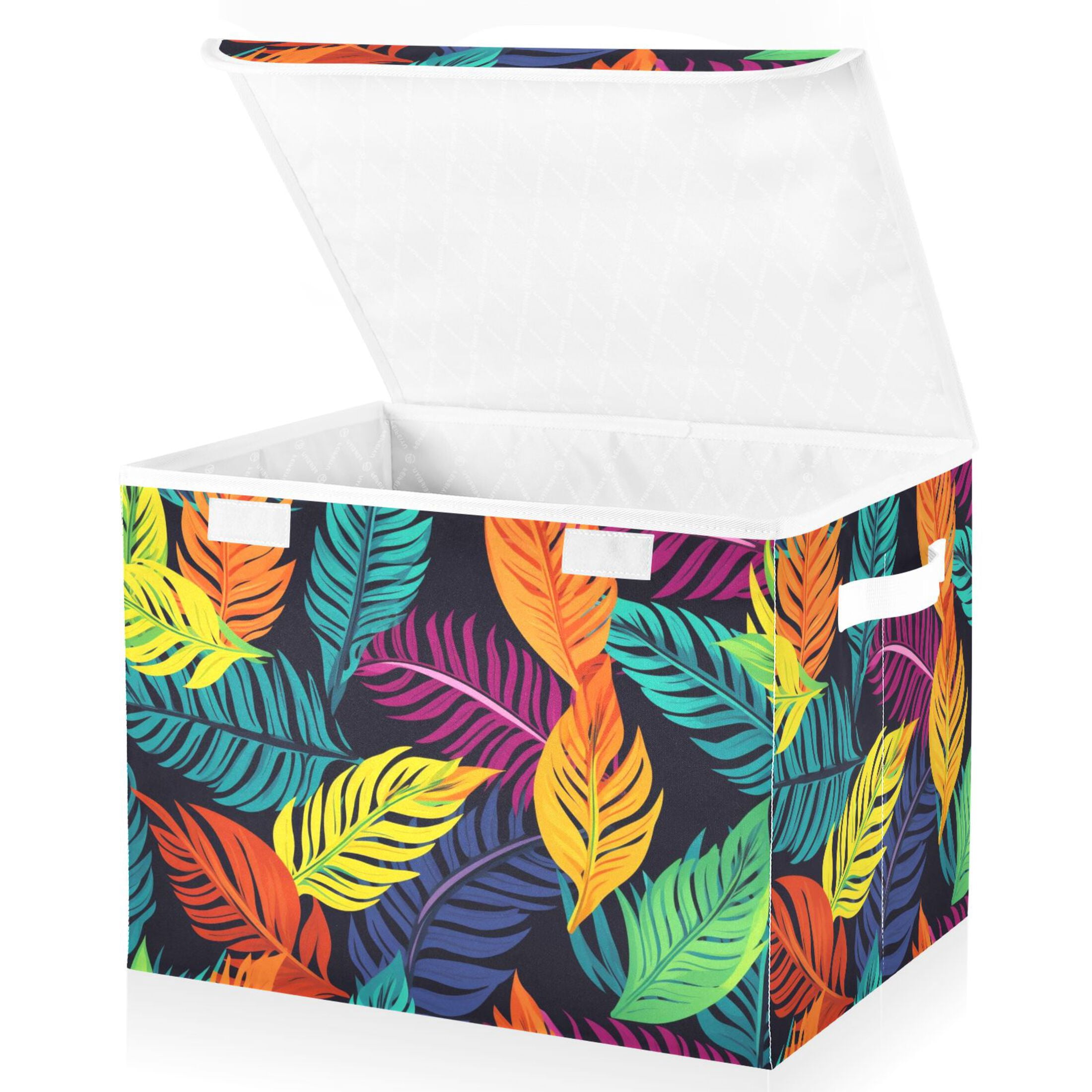 Large Lidded Foldable Storage Baskets Cubes Boxes Lids Bin for Home ...