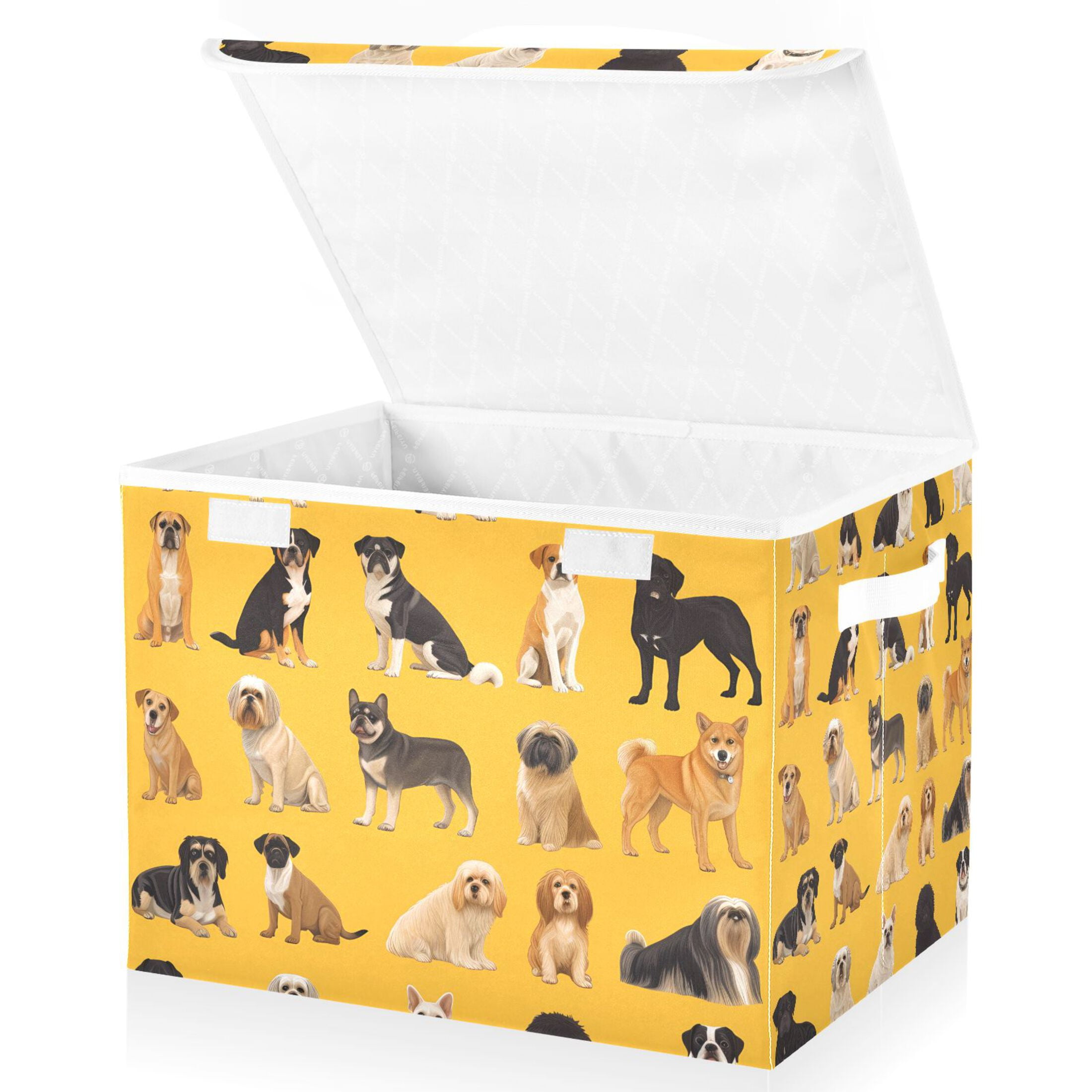 Large Lidded Foldable Storage Baskets Cubes Boxes Lids Bin for Home ...