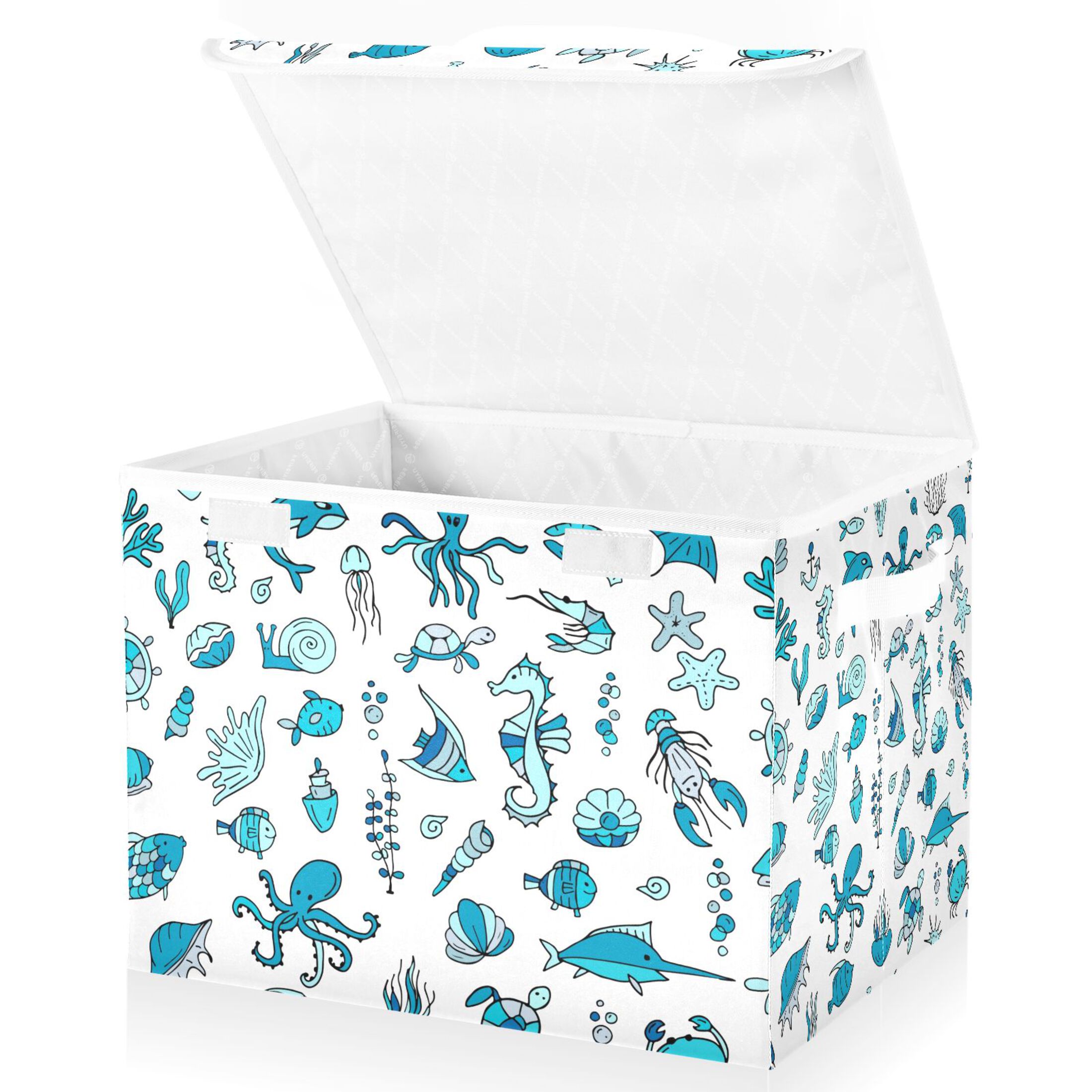 Large Lidded Foldable Storage Baskets Cubes Boxes Lids Bin for Home ...