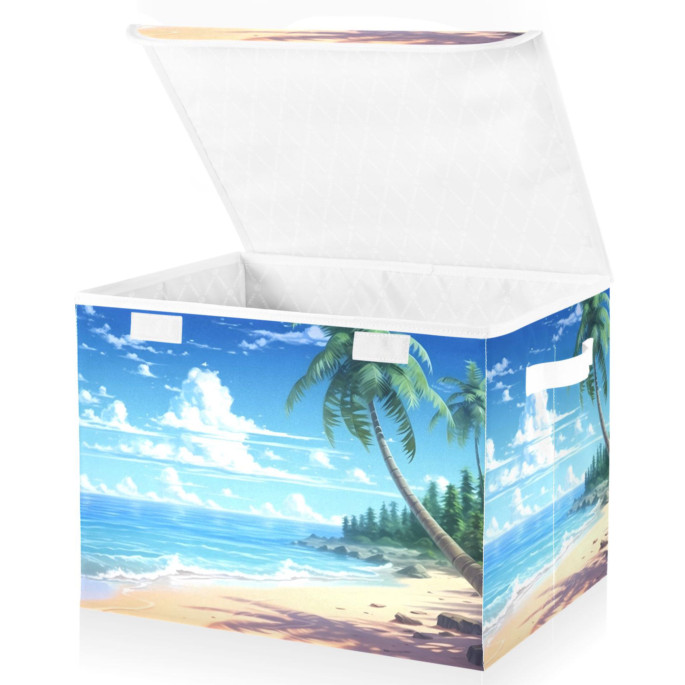 Large Lidded Foldable Storage Baskets Cubes Boxes Lids Bin for Home ...