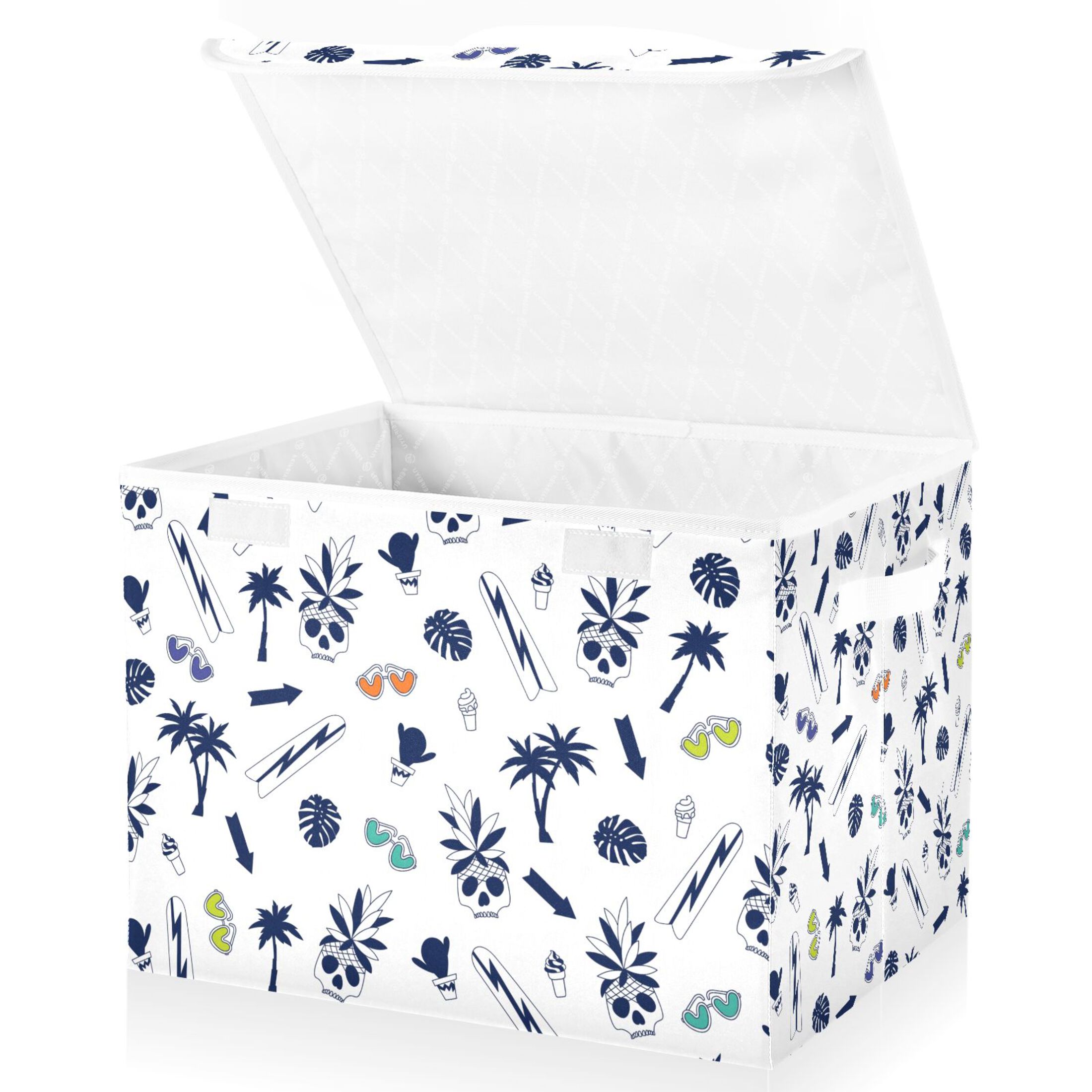 Large Lidded Foldable Storage Baskets Cubes Boxes Lids Bin for Home ...