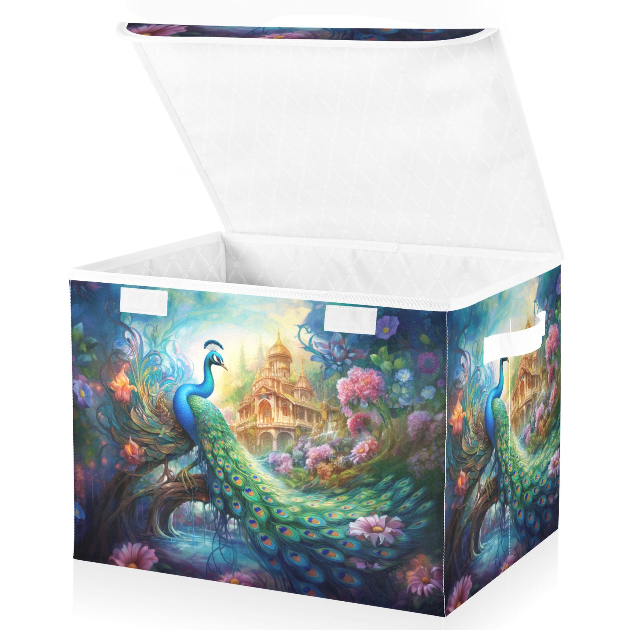 Large Lidded Foldable Storage Baskets Cubes Boxes Lids Bin for Home ...